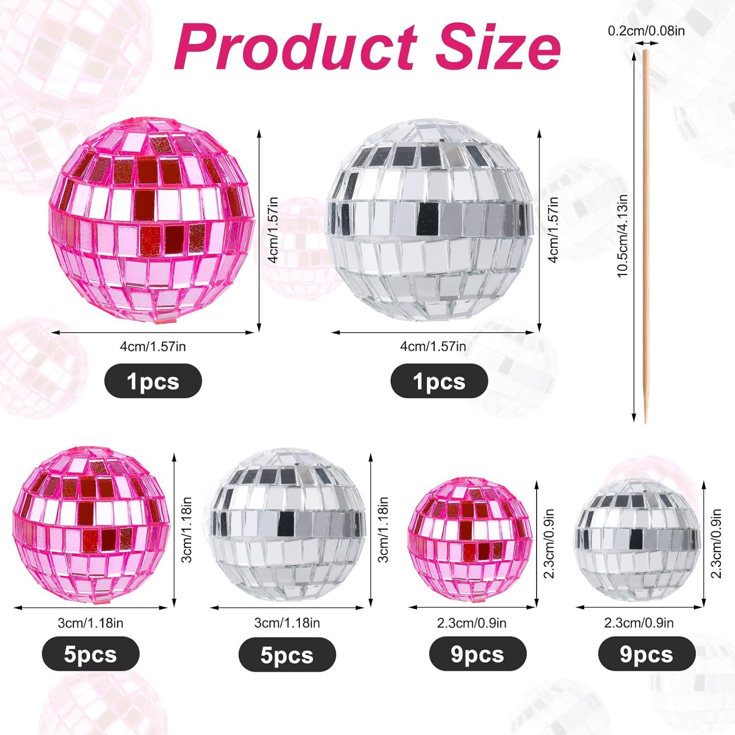 30pcs Disco Ball Cupcake Toppers 70s Retro Cake Decorations with Stick ...