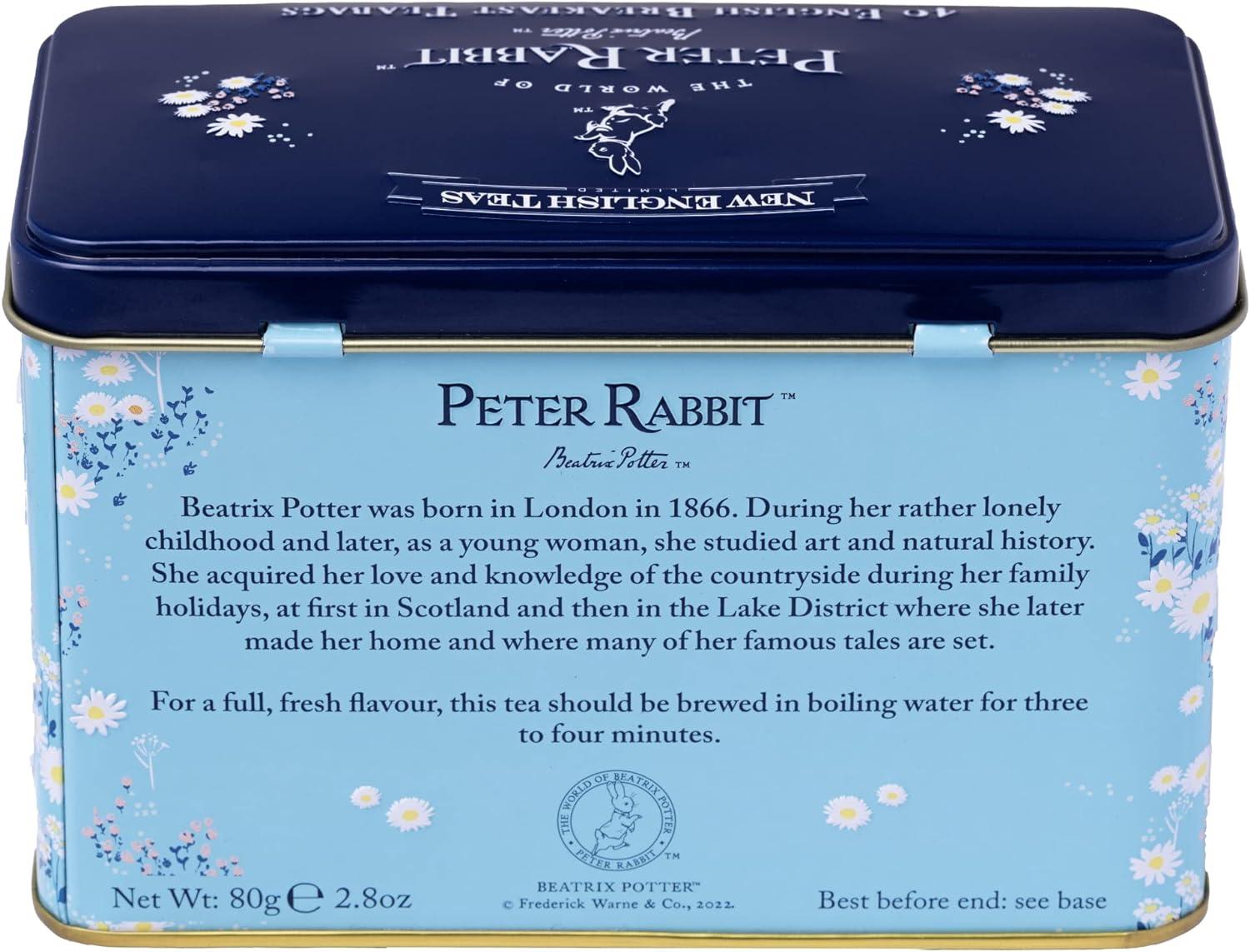 New English Teas Daisies Peter Rabbit Tea Tin with 40 English Breakfast ...