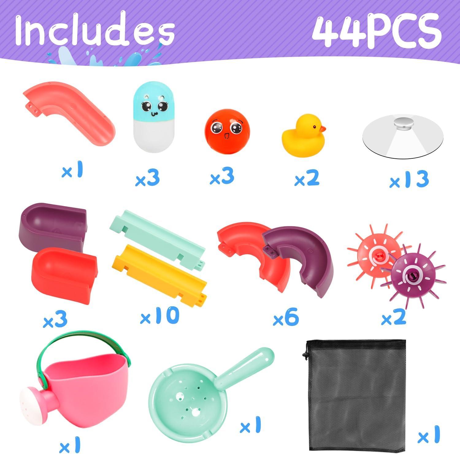 Bath Toys 44Pcs Bath Track Game Shower Toys Water Slide Set ...