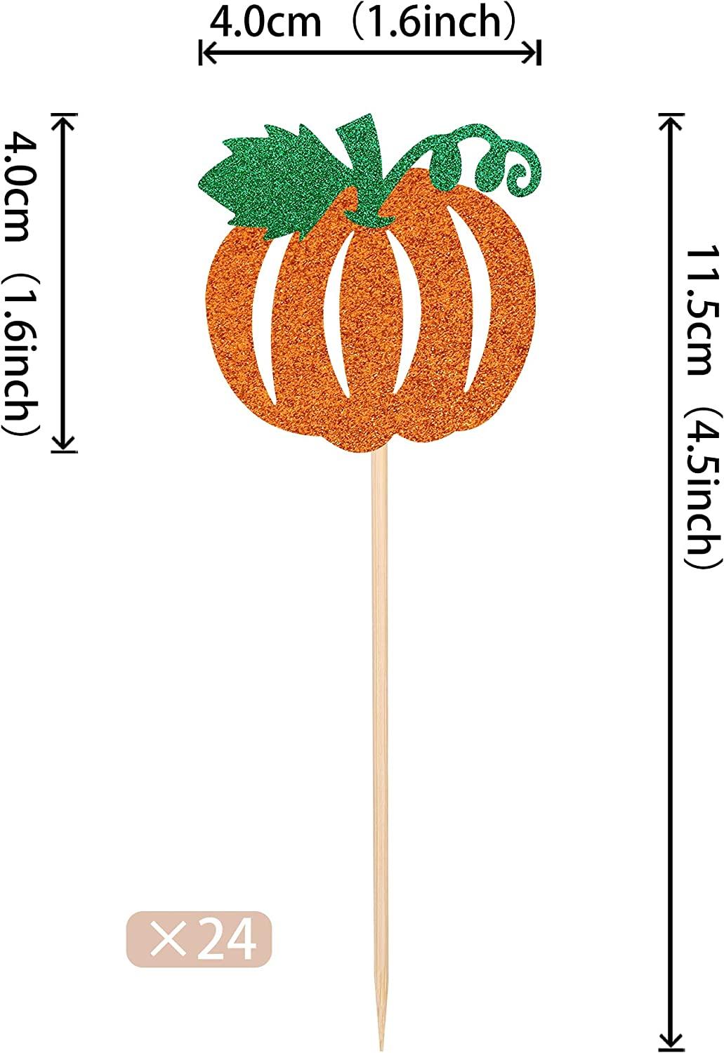 24 PCS Pumpkin Cupcake Toppers - Fall Theme Cake Picks for Baby Shower ...