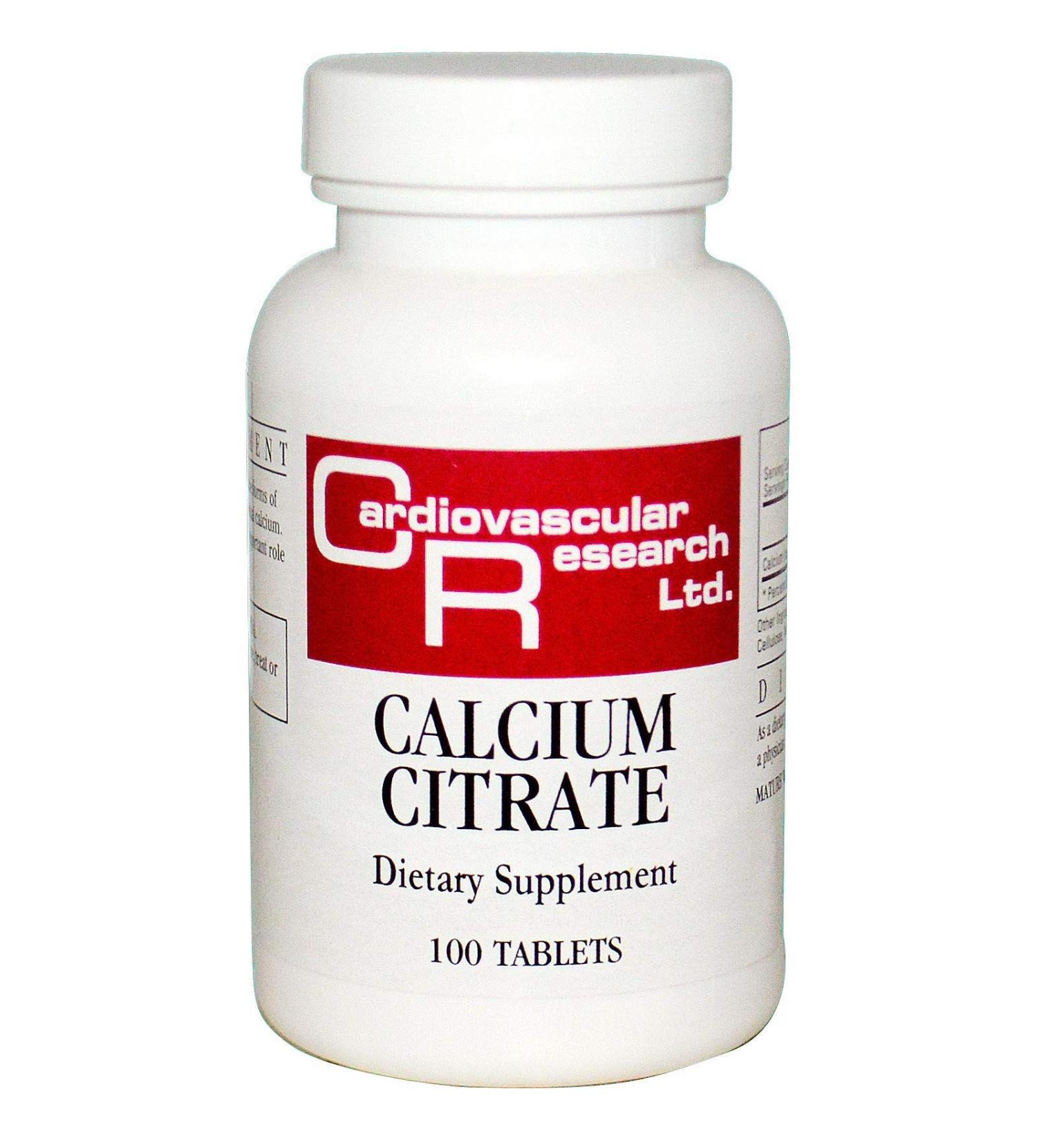 Cardiovascular Research Calcium Citrate 165mg - 100 Count White Tablets ...