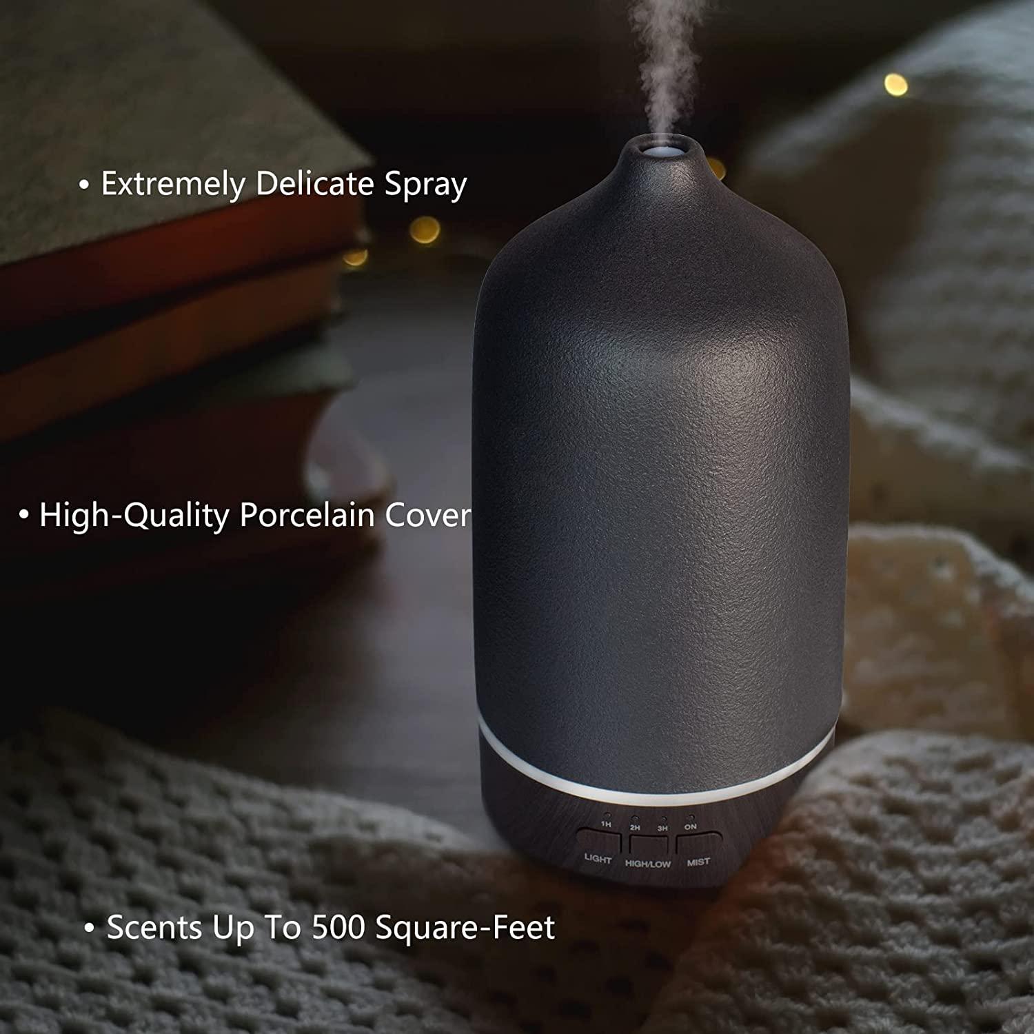 300ML Ceramic Ultrasonic Aromatherapy Diffuser & Humidifier - Quiet ...