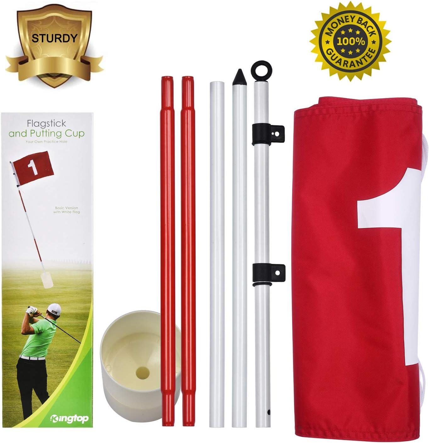 KINGTOP 6ft Golf Flagsticks Pro Set - Red Hole Cup Flags for Driving ...