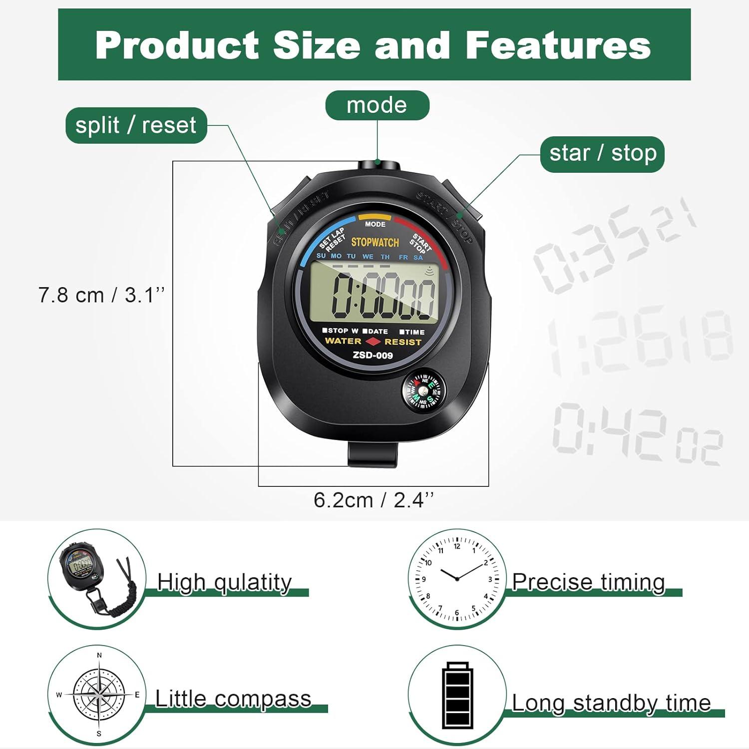 Flutesan 24 Pack Stopwatch Timers for Coaches & Referees - Large LCD ...