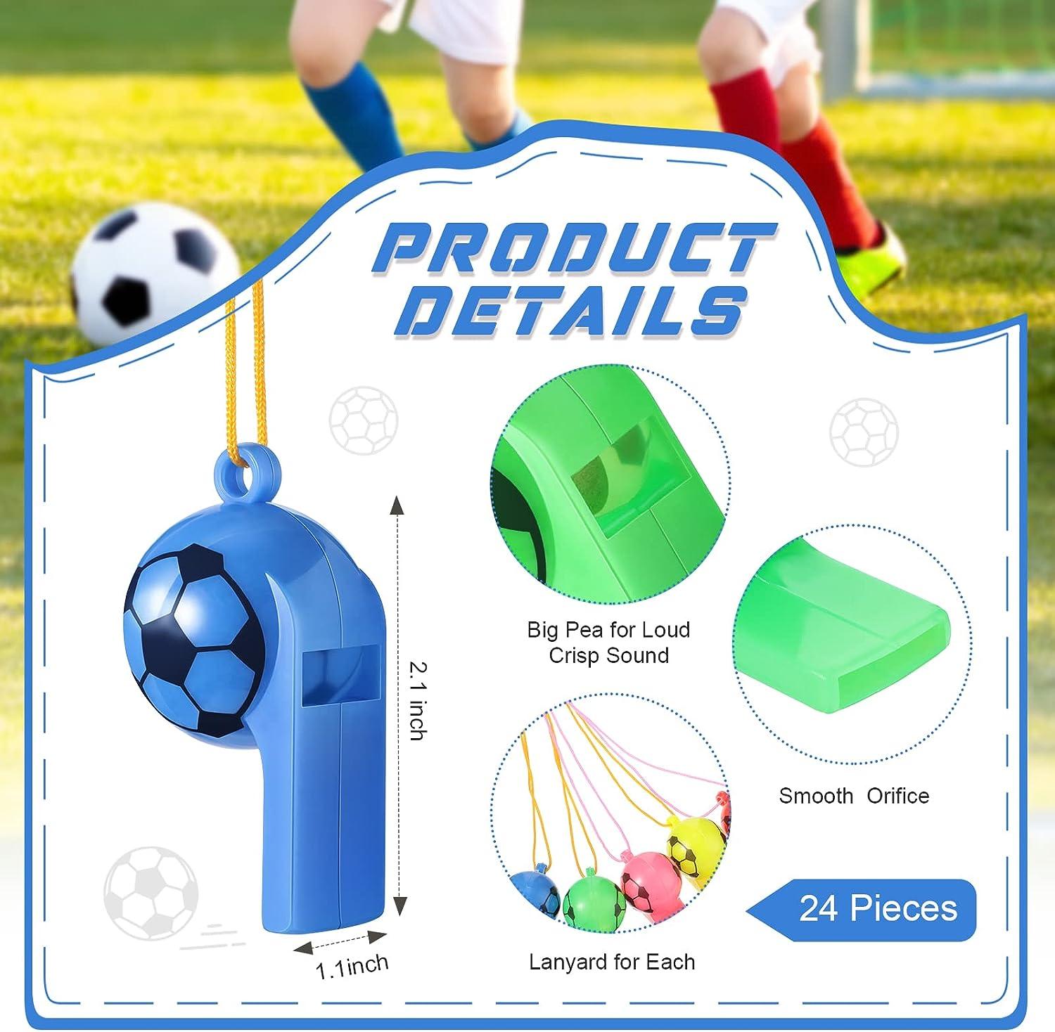 24 Pcs Soccer Pattern Plastic Whistles with Lanyard for Kids - Perfect ...