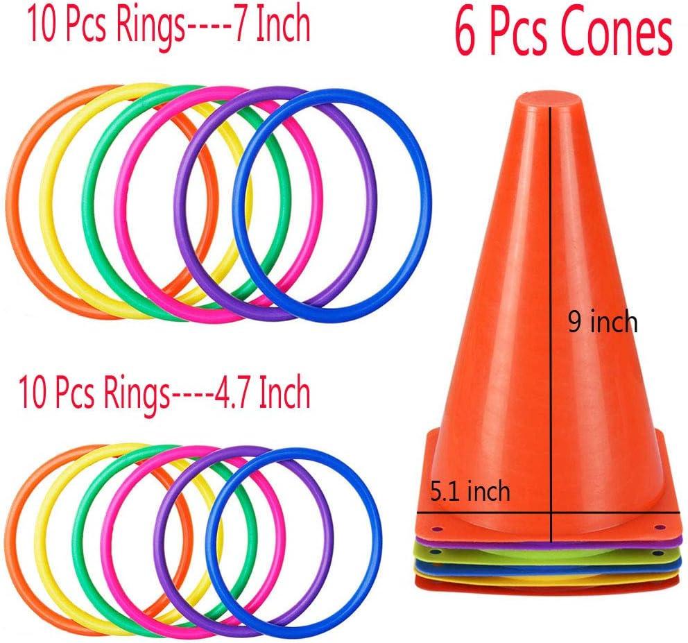 OBTANIM 26 Pcs Plastic Cones Ring Toss Combo Set - Fun Outdoor Carnival ...