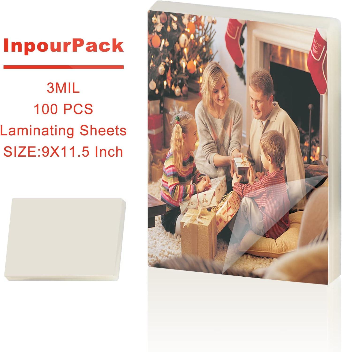 3 Mil 100 Pack Clear Thermal Laminating Pouches 9x11.5 Inch - Ideal for ...