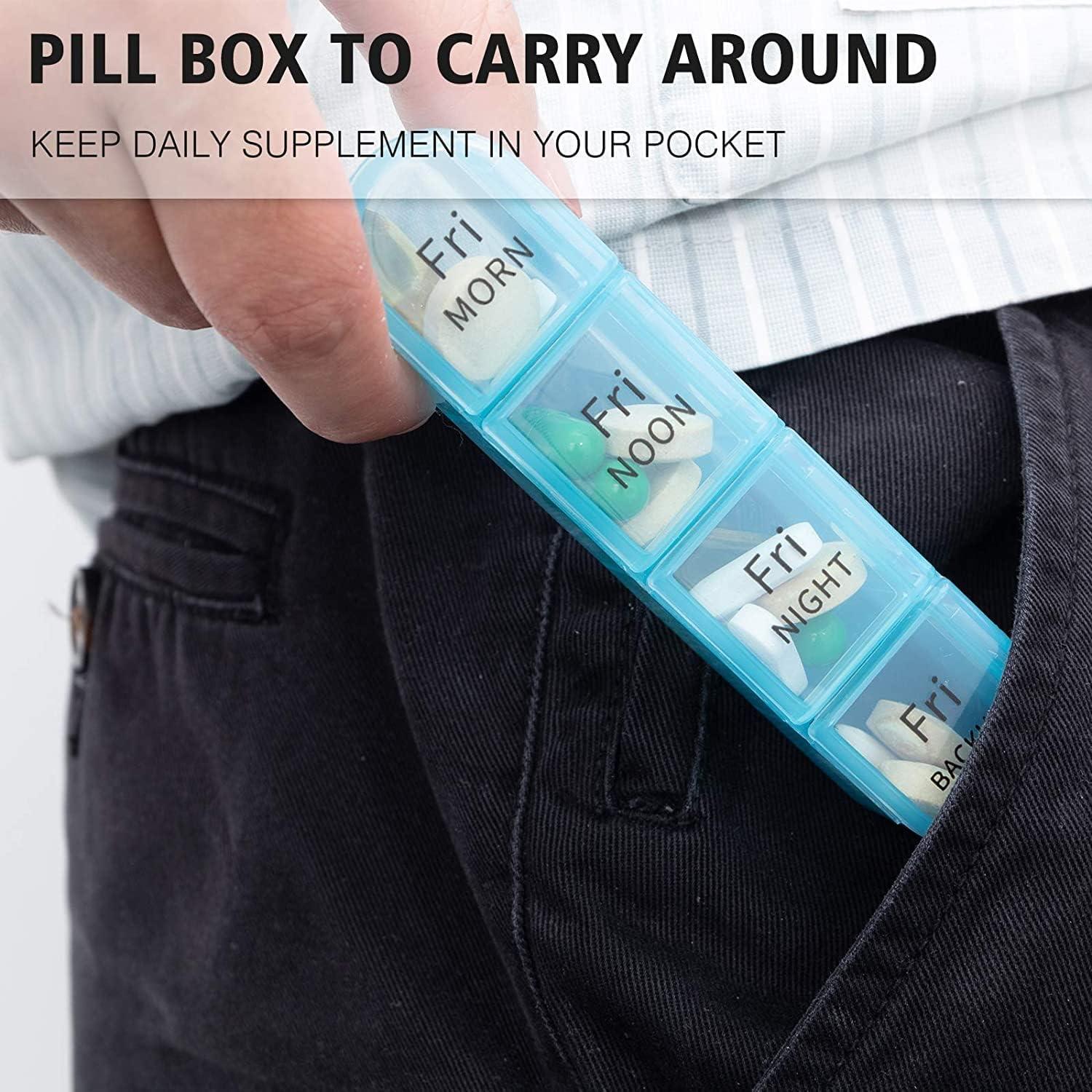 Pill Box 4 Times a Day Betife Weekly 7 Day Tablet Organiser ...