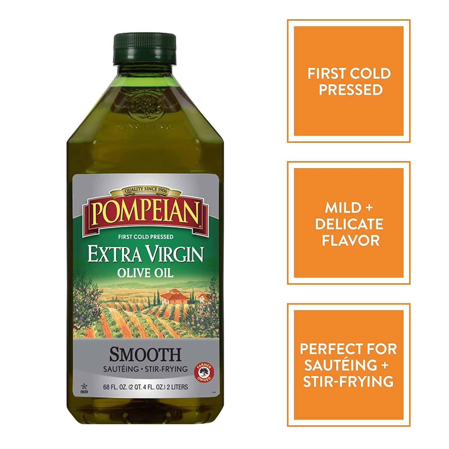 Pompeian Smooth Extra Virgin Olive Oil 68 Fl Oz - Mild & Delicate ...