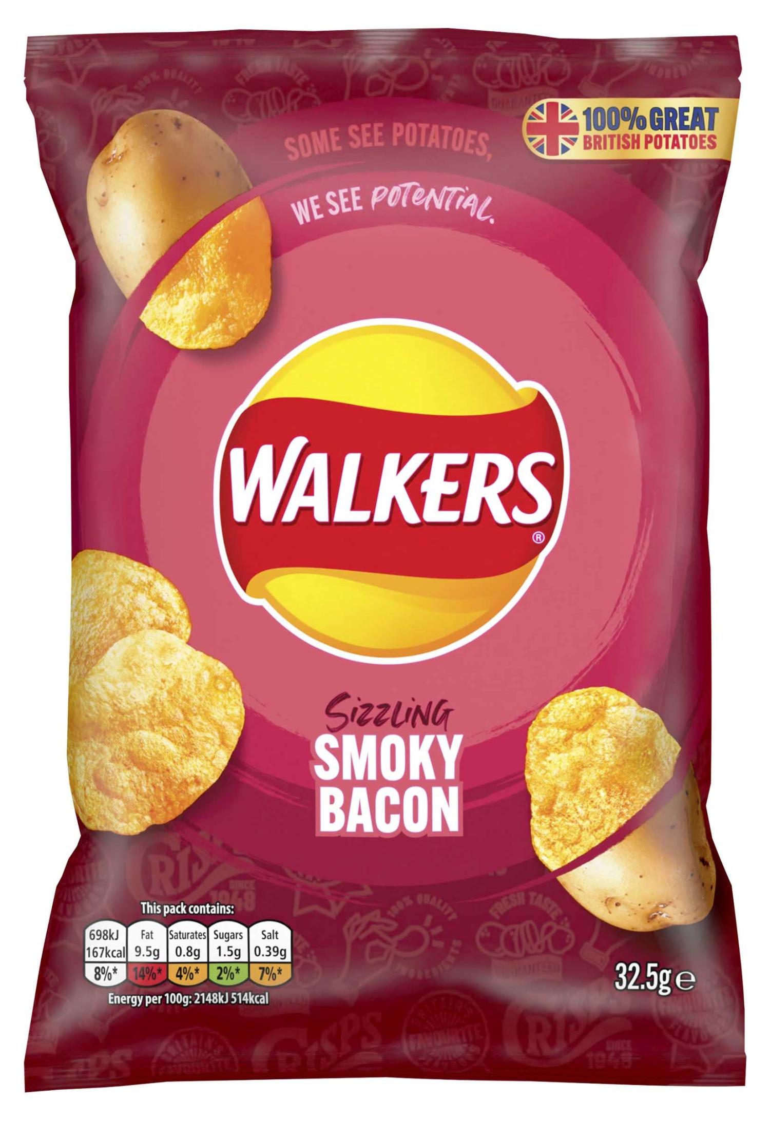 Walkers Britain's Most Loved Crisps 32 x 32.5g (Sizzling Smoky Bacon) | Buy Now with Express ...