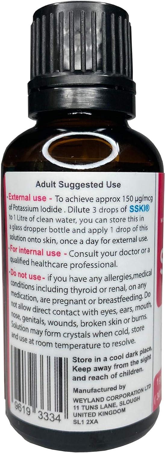 SSKI 1g/mL (30mL) 50mg per Drop | Maximum Strength 600 Drops Solution ...