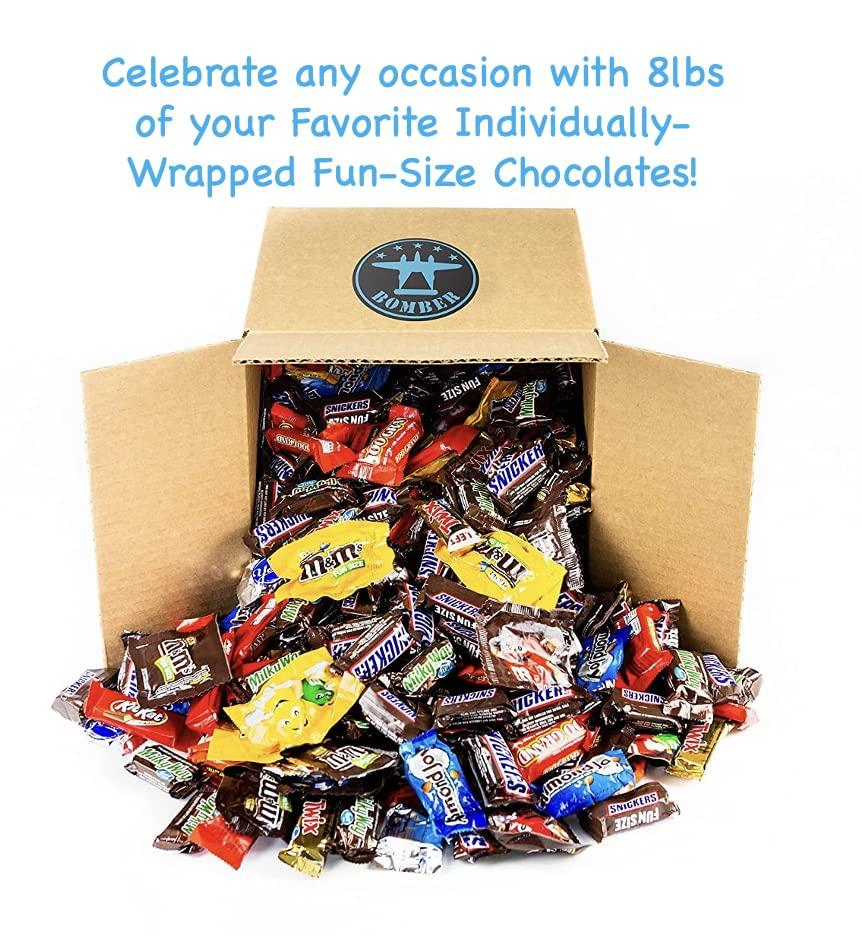 8.0lb Bulk Individually Wrapped Fun Size Chocolate Candy for Halloween and Snacking - Perfect ...