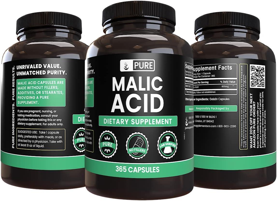 365 Pure Malic Acid Capsules - Lab Verified, Original Ingredients, No ...