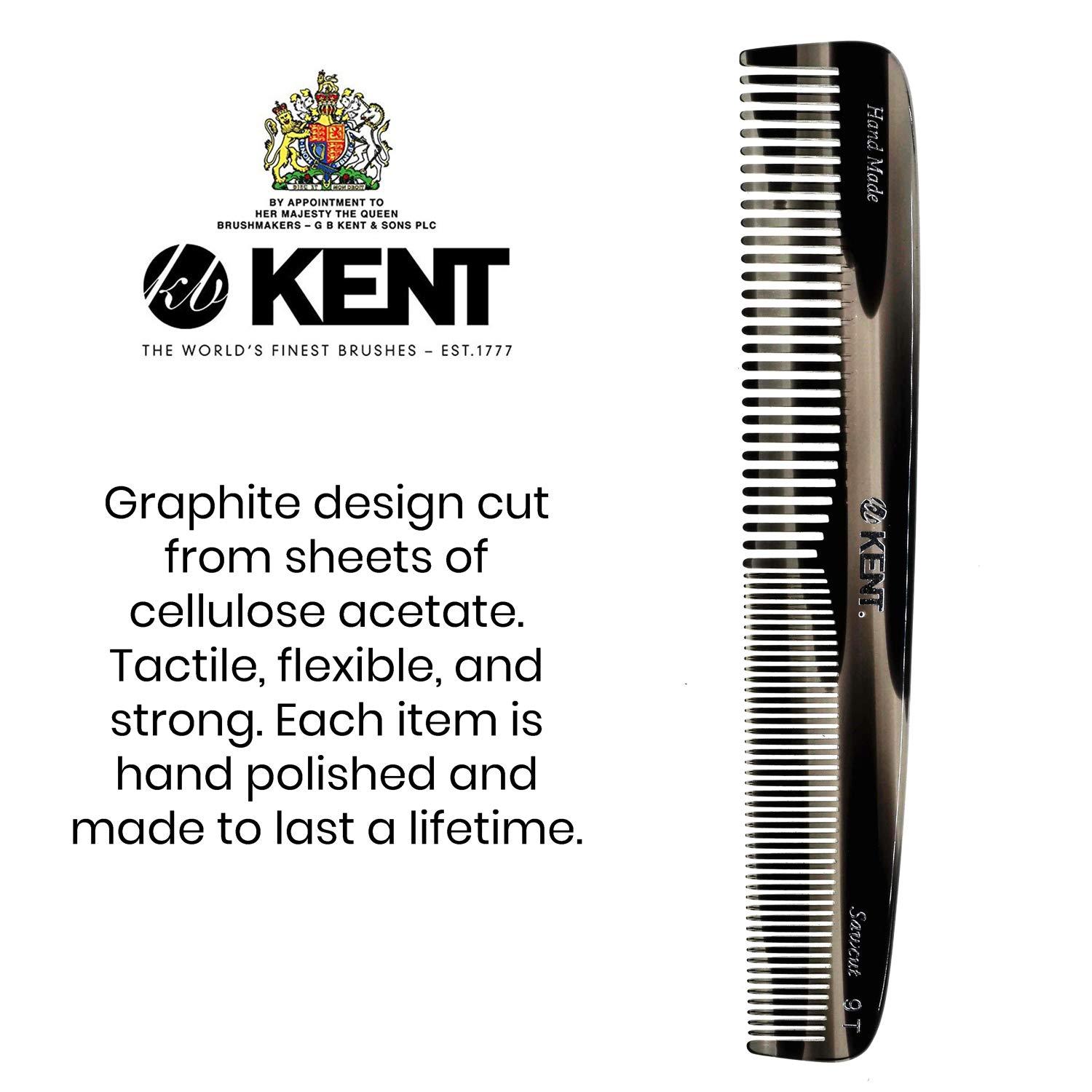 Kent 9T Graphite Detangler Hair Comb - Handmade in England, Fine & Wide ...