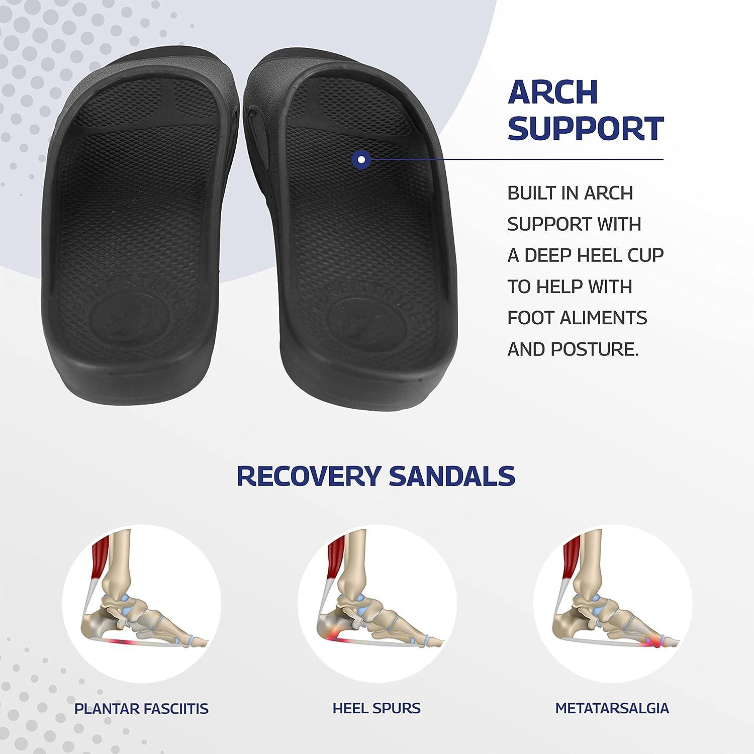 Pure Stride Therapeutic Orthotic Sandals for Plantar Fasciitis - Black ...