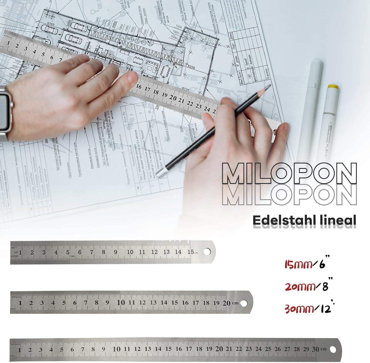 Stainless Steel Ruler with Conversion Chart - 15 20 & 30 cm | Durable ...