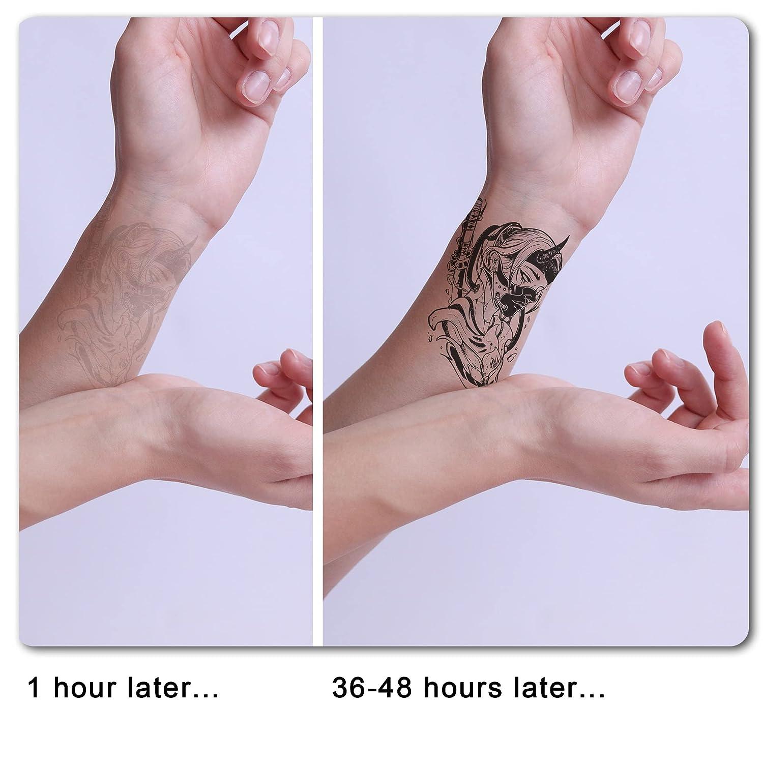 Inkartlink 9pcs Chinese Character Hannya Temporary Tattoos | Waterproof ...