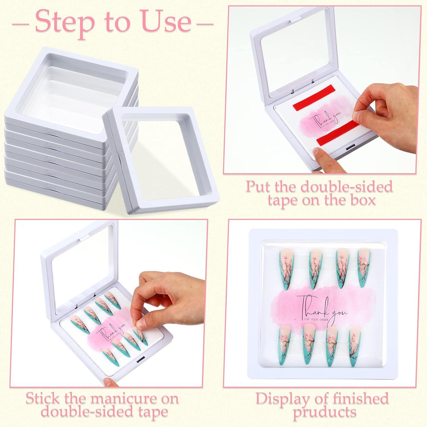 Meekoo 30 Pcs Press on Nail Packaging Box with 90 Pcs Adhesive Tape ...