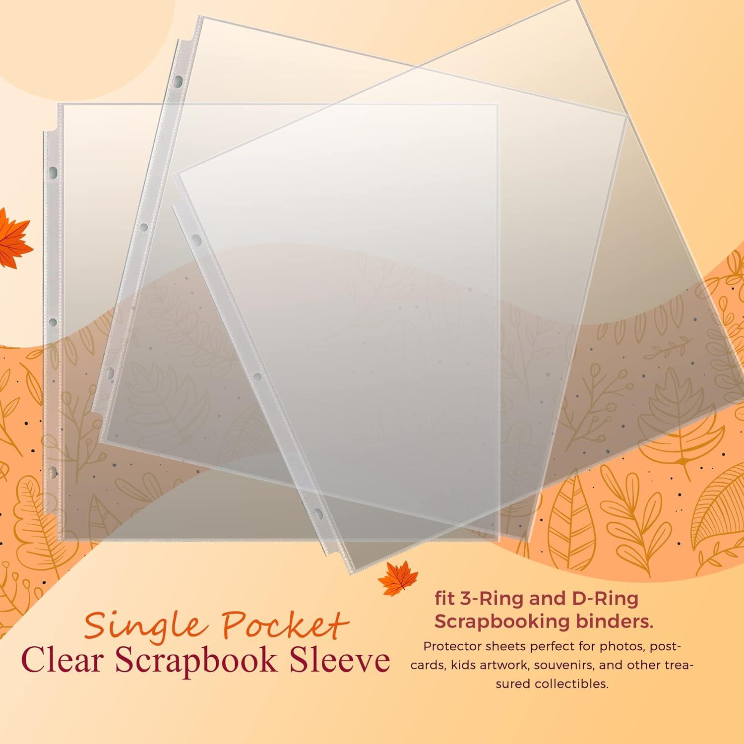 50 Pack 12.25x12.25 Clear Sheet Protectors for Scrapbook Refill Pages ...