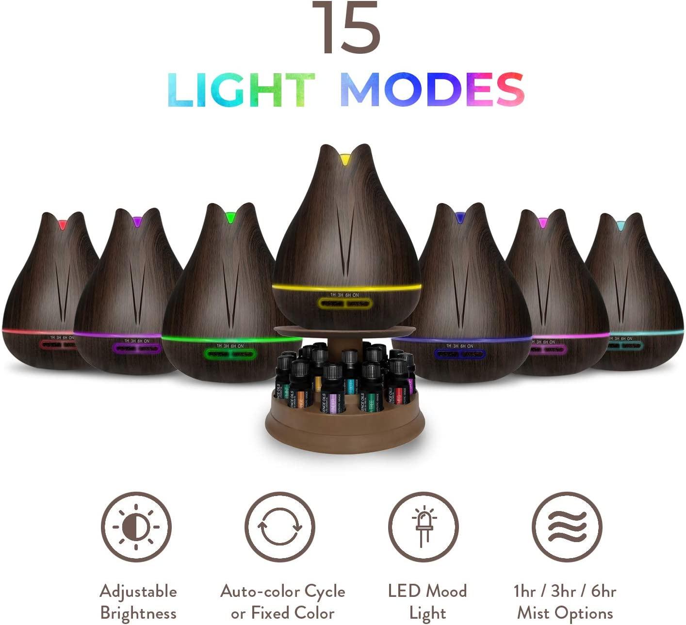 Aromatherapy Essential Oil Diffuser Gift Set with 20 Oils and Rotating ...