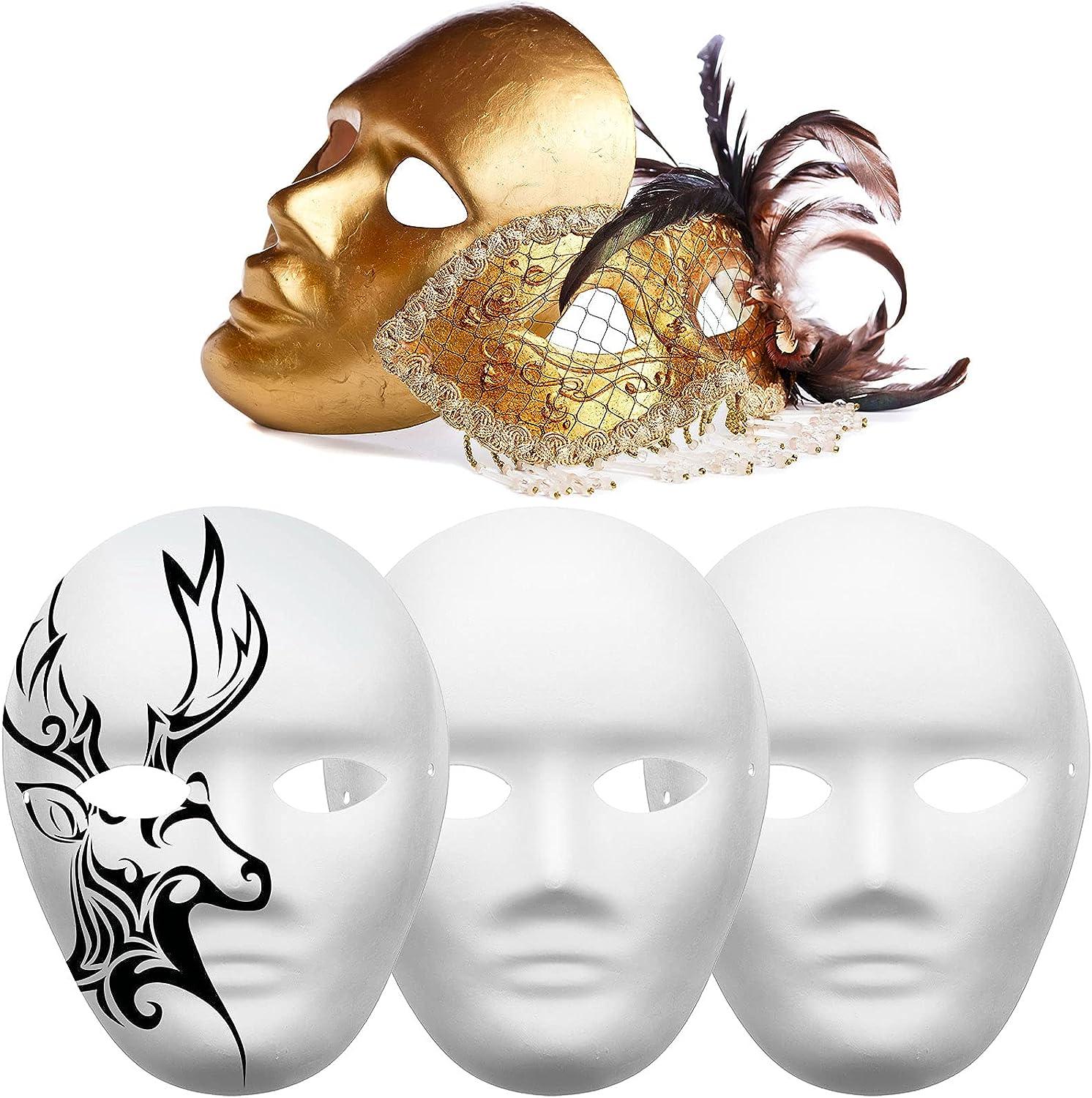 DIY Full Face Masks - 36 Pieces Paintable Paper Masquerade Mask for ...