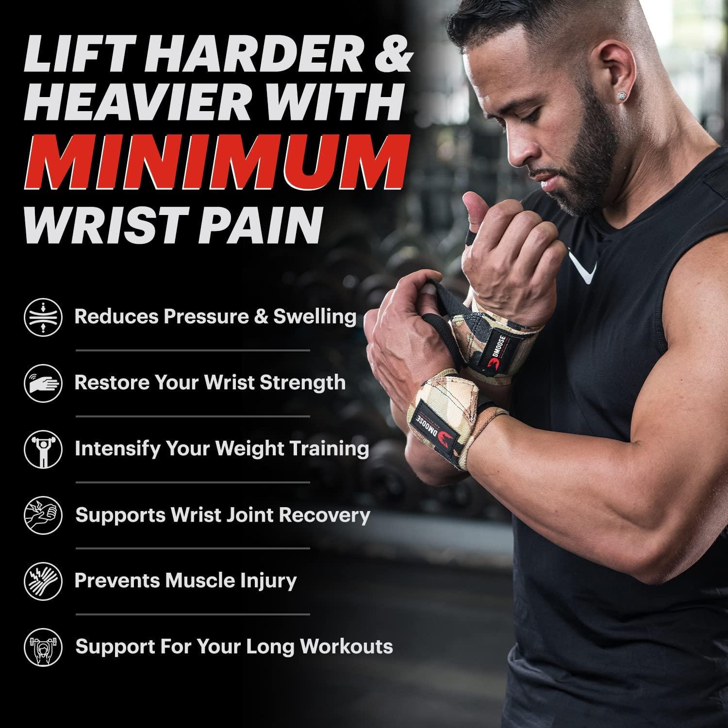 Moose Wrist Wraps with Thumb Loop - 12 Black Gym Straps Pair for ...