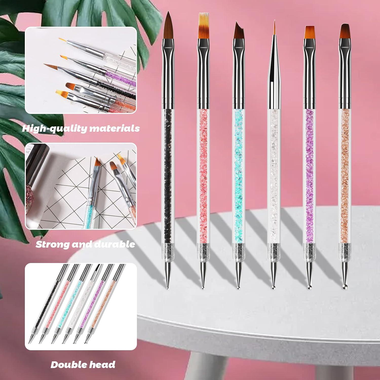 Nail Art Liner Brush Set - 6 Double-Sided Painting Pens for Gel Nails ...