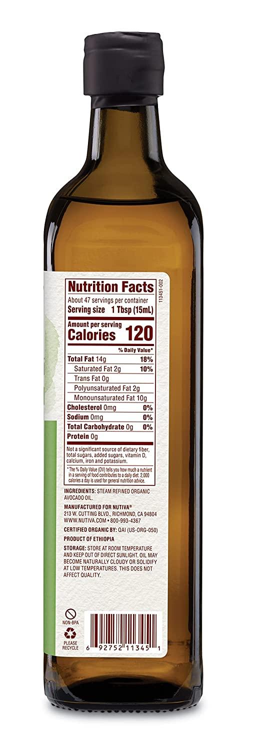 Nutiva Organic Steam-Refined Avocado Oil 24 Fl Oz - USDA Organic | Non ...