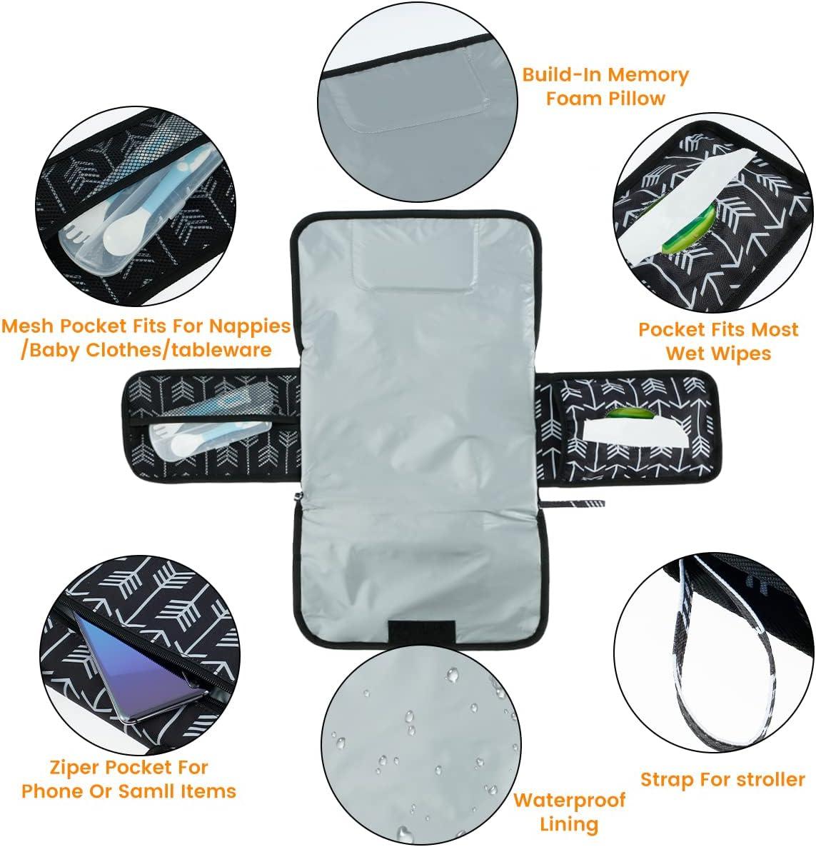 Waterproof Baby Nappy Changing Mat with Head Cushion - Portable ...