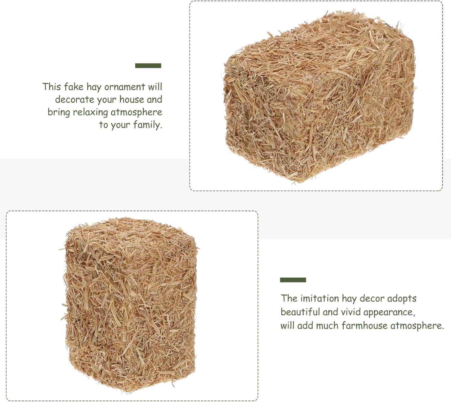 Toyvian Miniature Hay Bales Set - 4pcs Fall Harvest Mini Straw ...