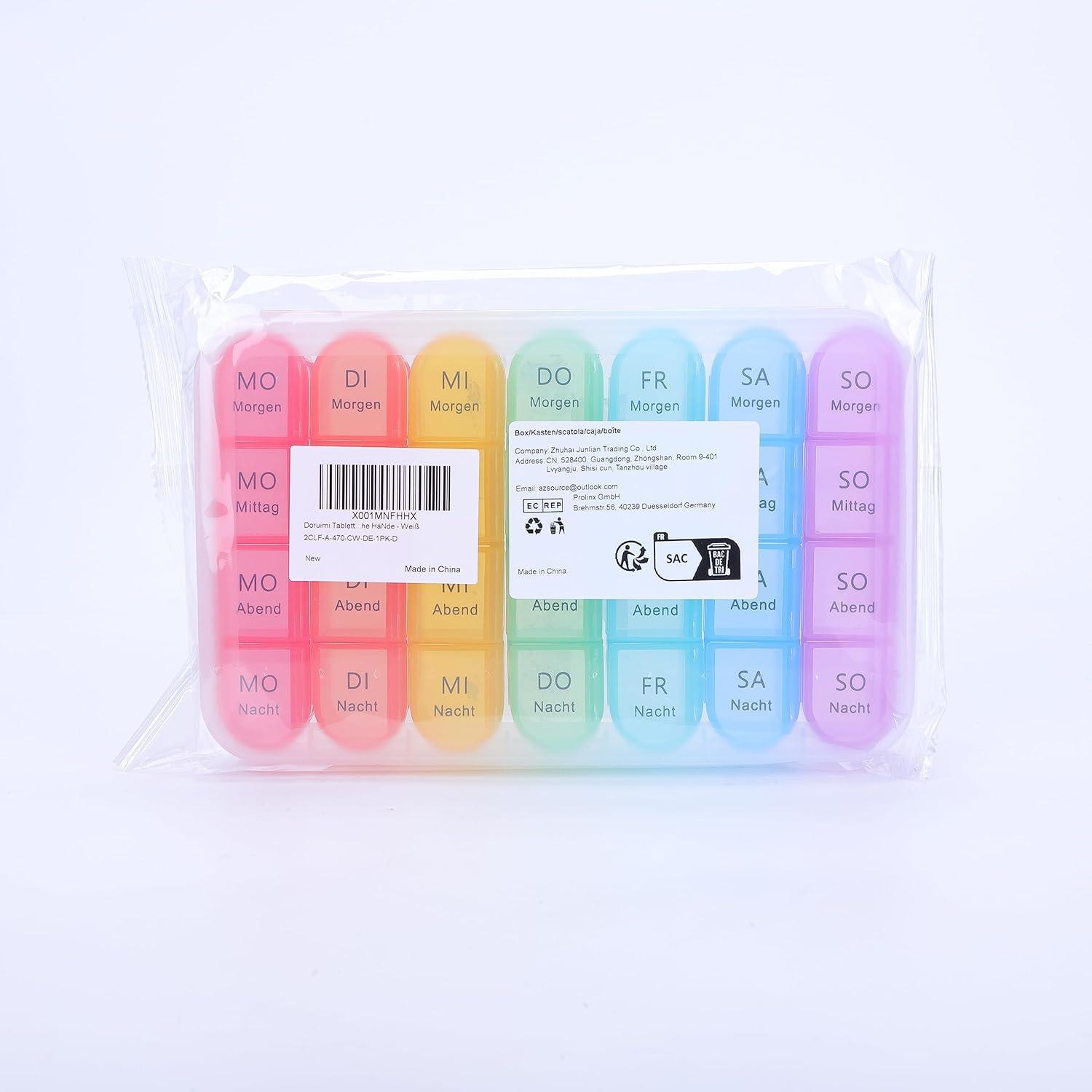 Doruimi 7-Day Pill Box - Large Compartment Medication Organizer for ...
