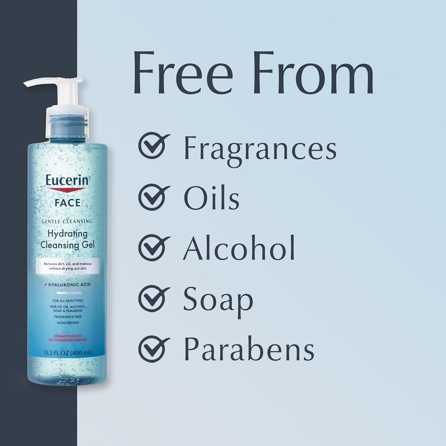 Eucerin Hydrating Cleansing Gel with Hyaluronic Acid 13.5 Fl Oz - Daily ...