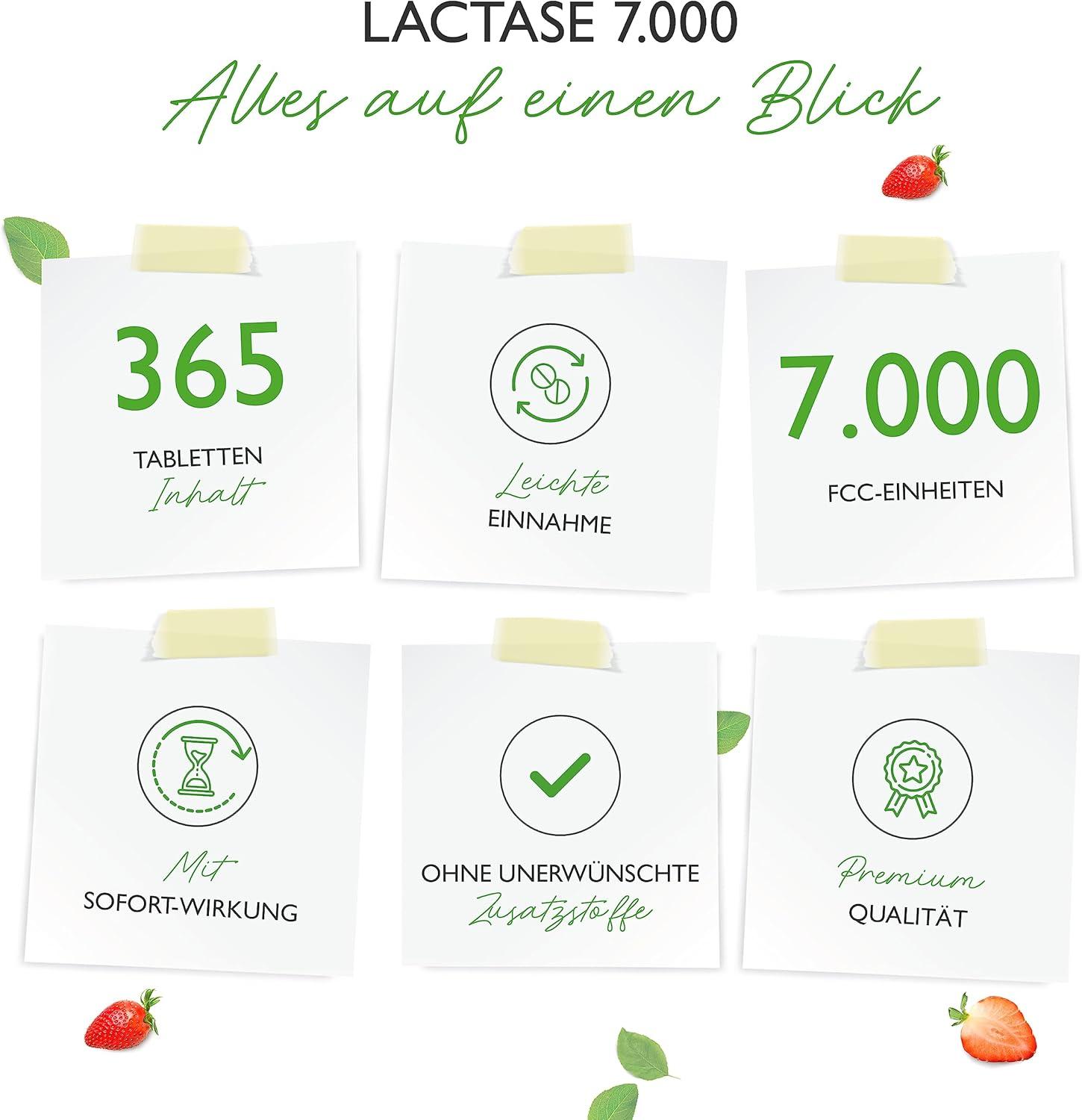 Lactase 7 000 FCC - 365 Tablets for Lactose Intolerance | High-Dose ...