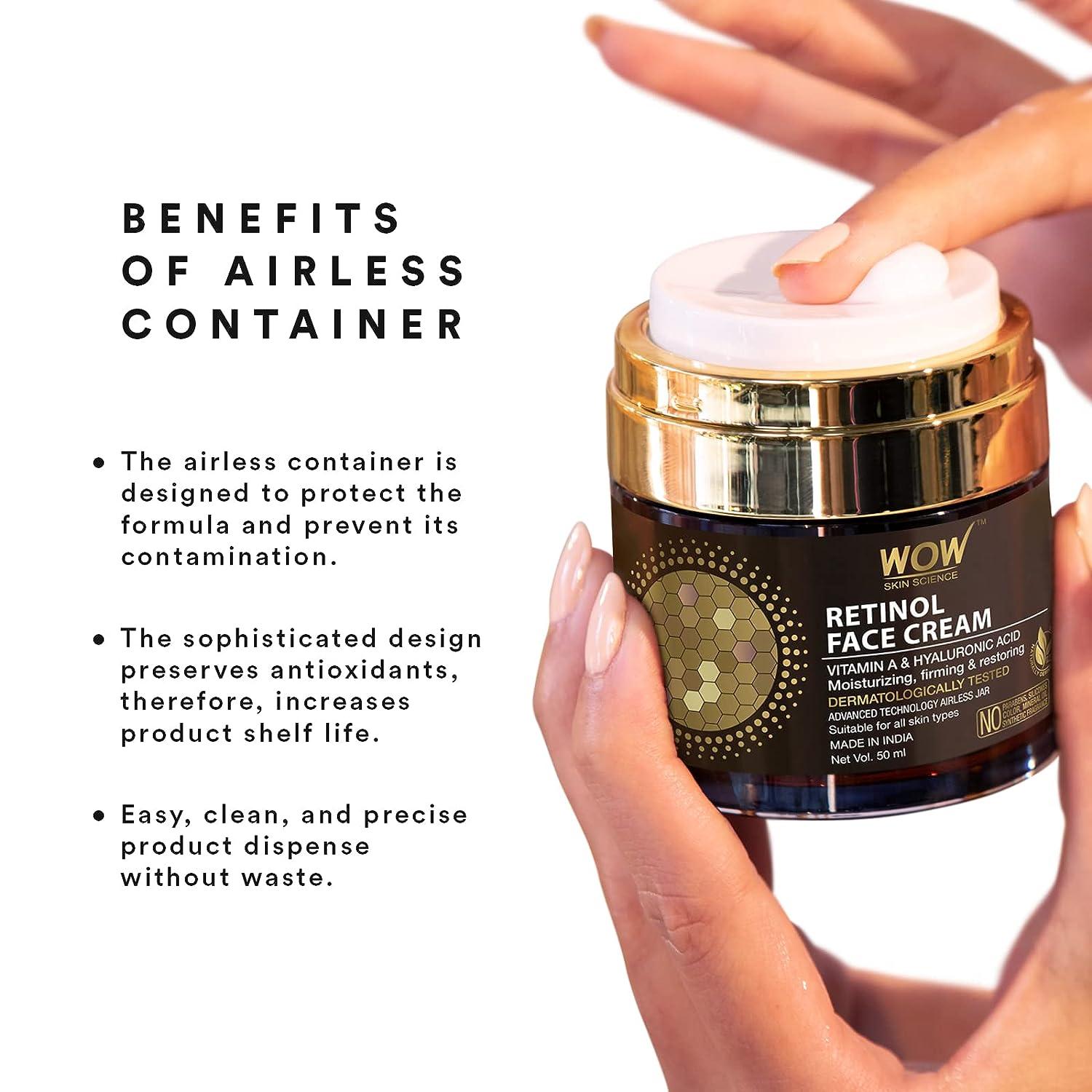 WOW Skin Science Retinol Face Cream with Hyaluronic Acid - Anti-Aging ...