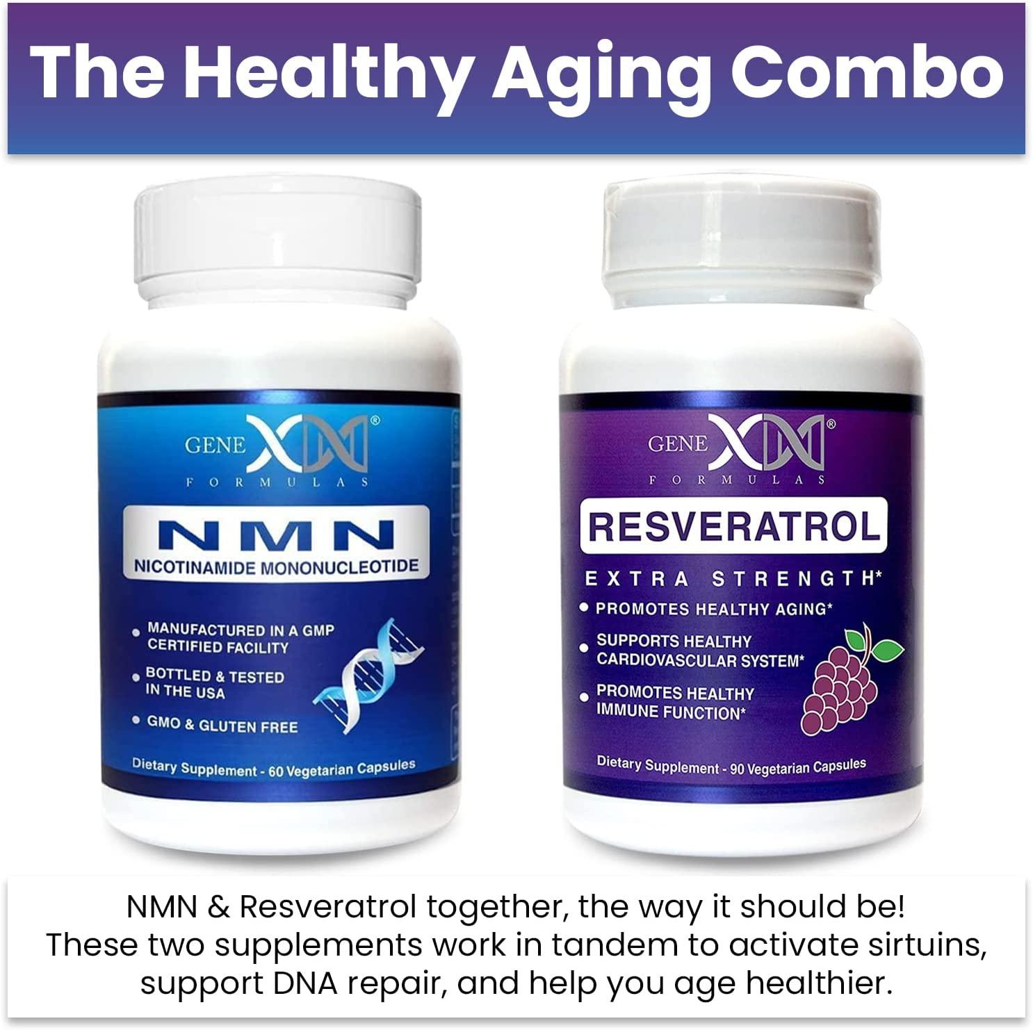 GENEX NMN and Resveratrol Dynamic Duo Supplements | 250mg NMN + 1500mg ...