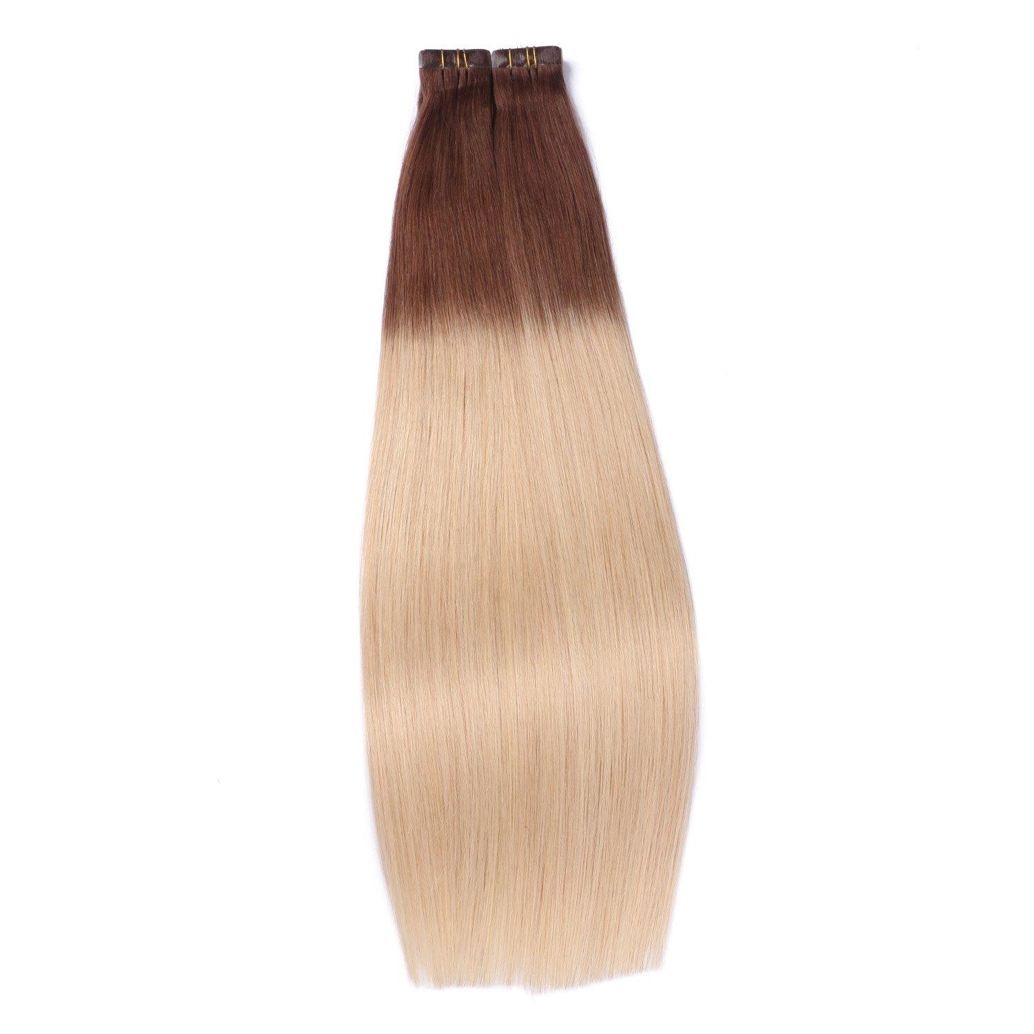 Tape In Hair Extensions #4/60 Ombre - 40cm - 100% Remy Real Hair - 40 ...