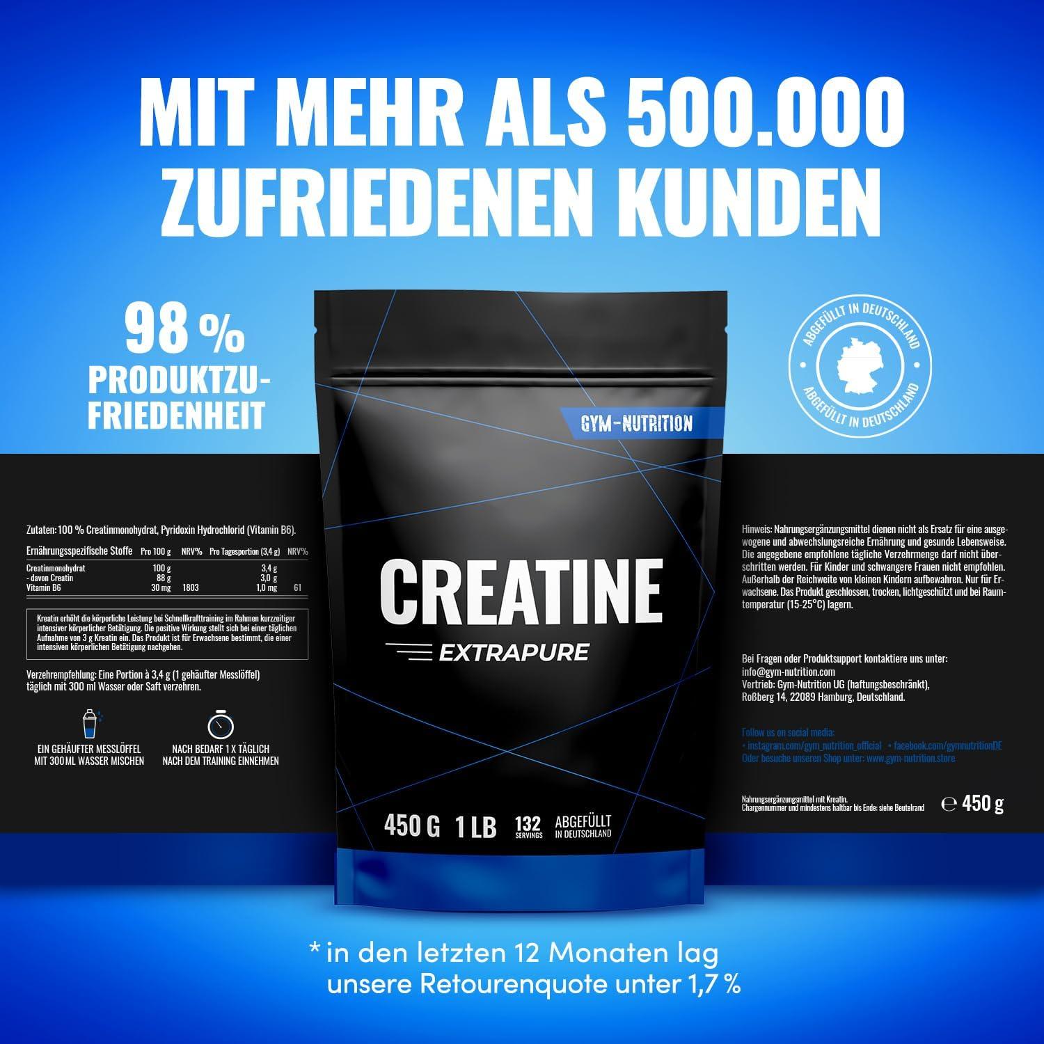 Ultra Pure Creatine Powder - 100% Vegan Creatine Monohydrate + Vitamin ...