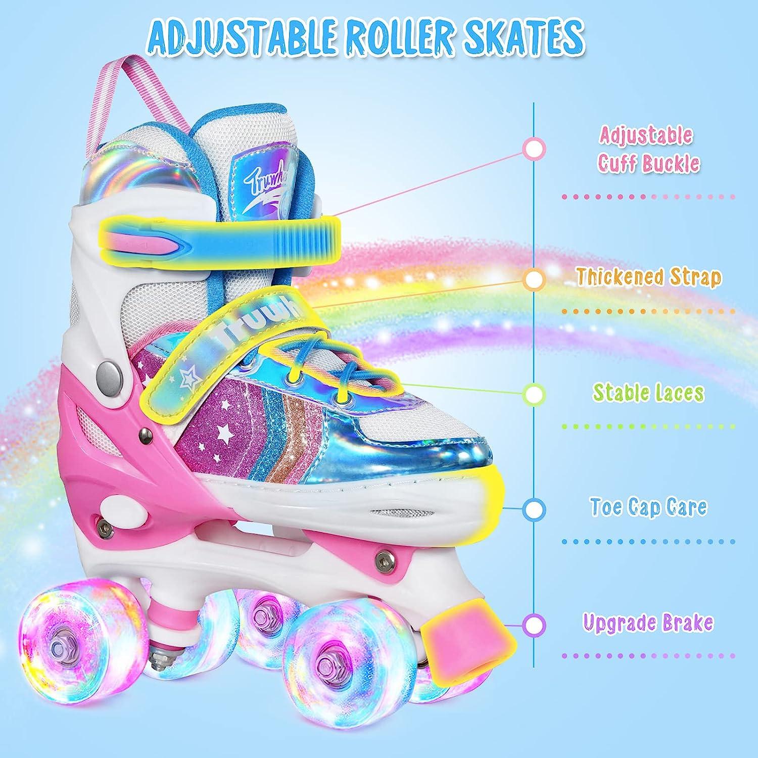 Truwheelz Rainbow Roller Skates for Girls Ages 3-12 | Adjustable Light ...