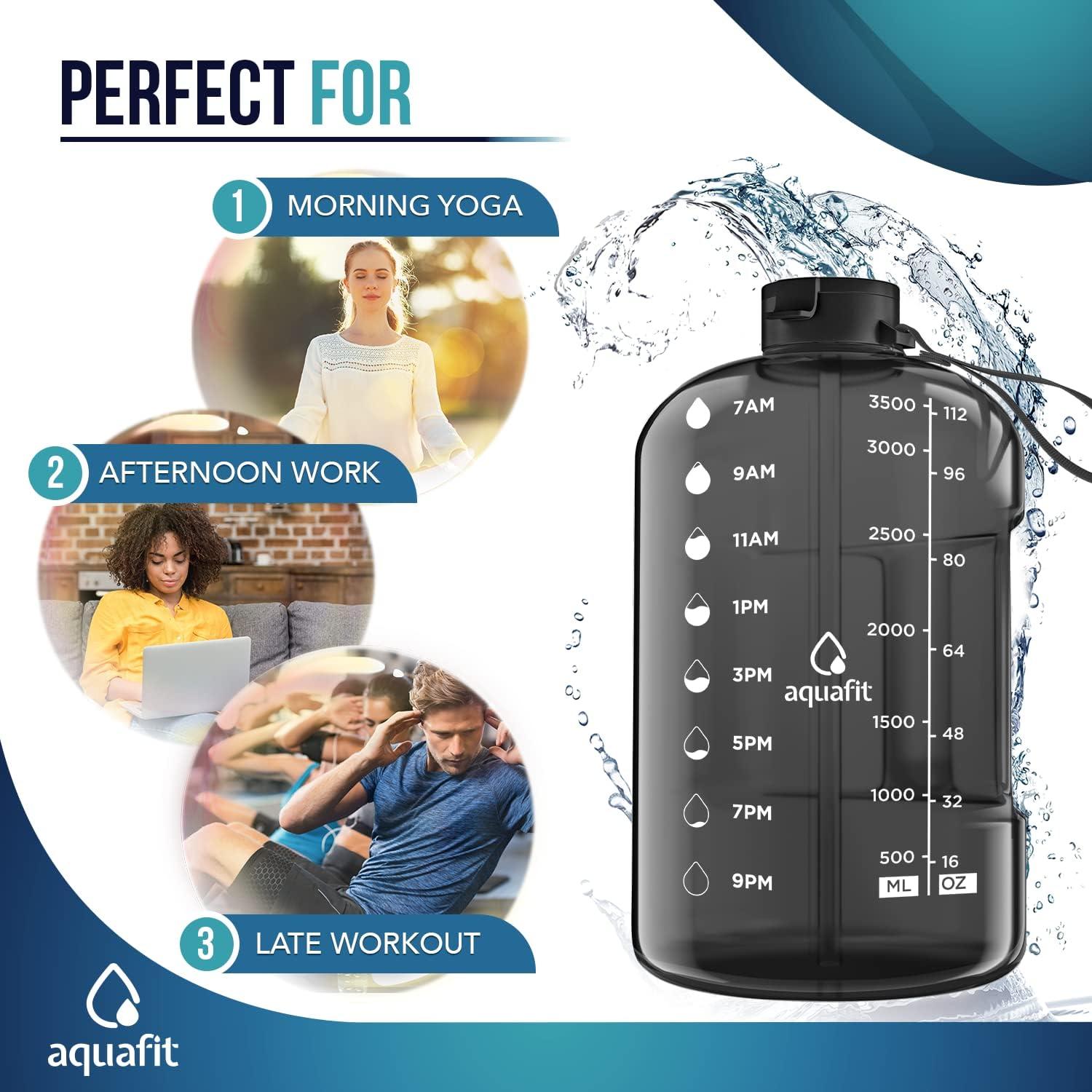 AQUAFIT 1 Gallon Gray Water Bottle with Times to Drink | 128 oz Sports ...