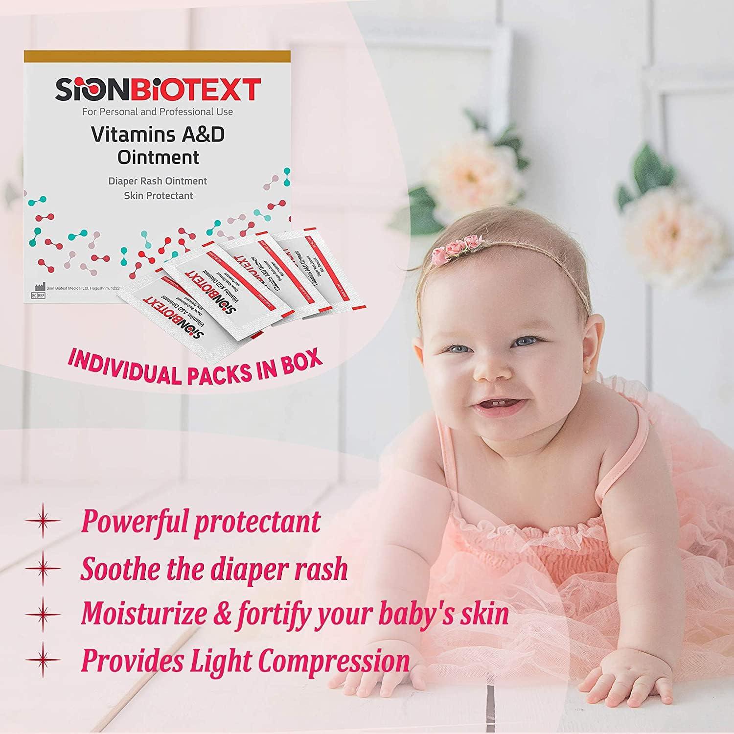 Sion Biotext Baby Diaper Rash A&D Ointment - 144 Packets, Vitamin A+D ...