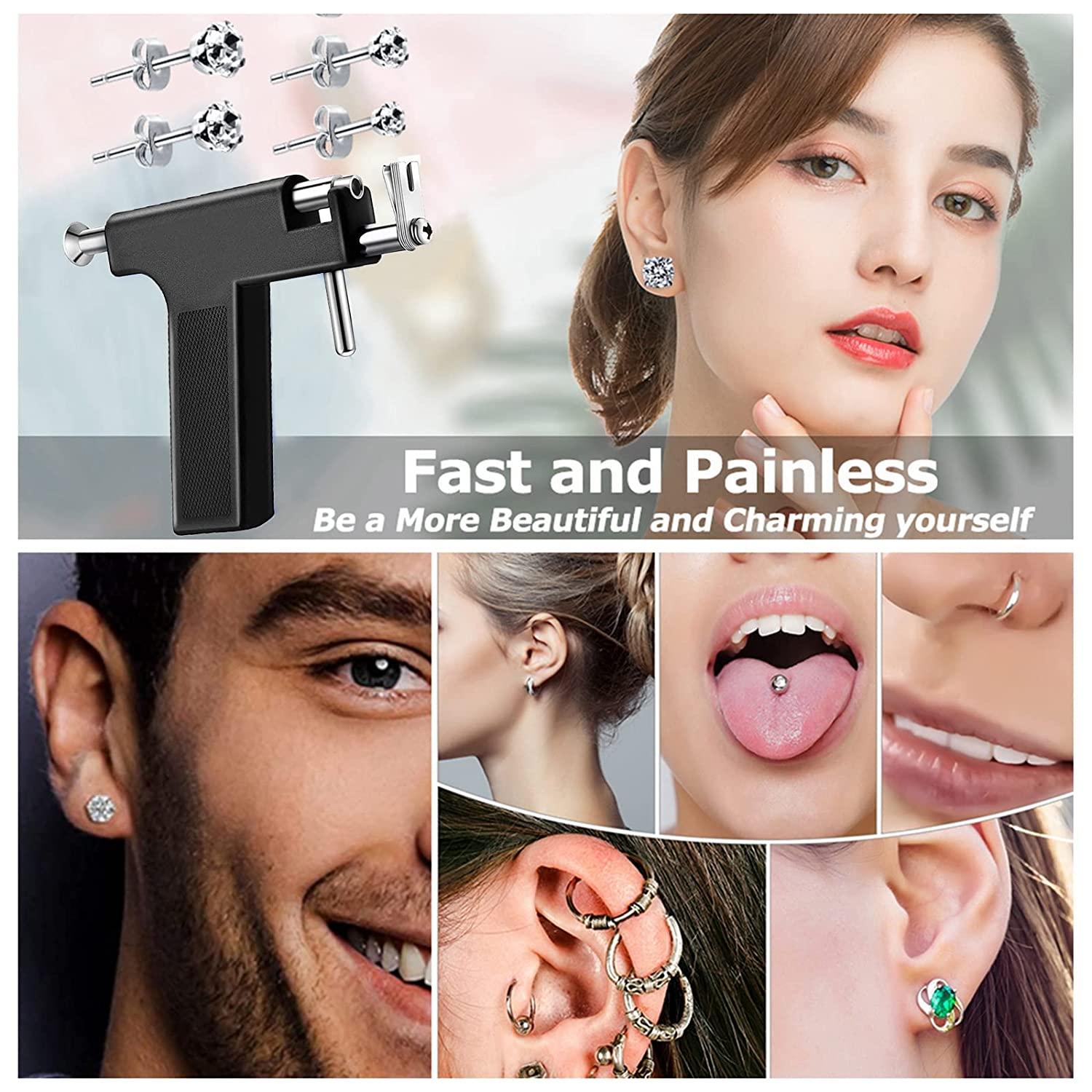 Professional Reusable Ear Piercing Kit with Silver Earrings Set - 18 ...