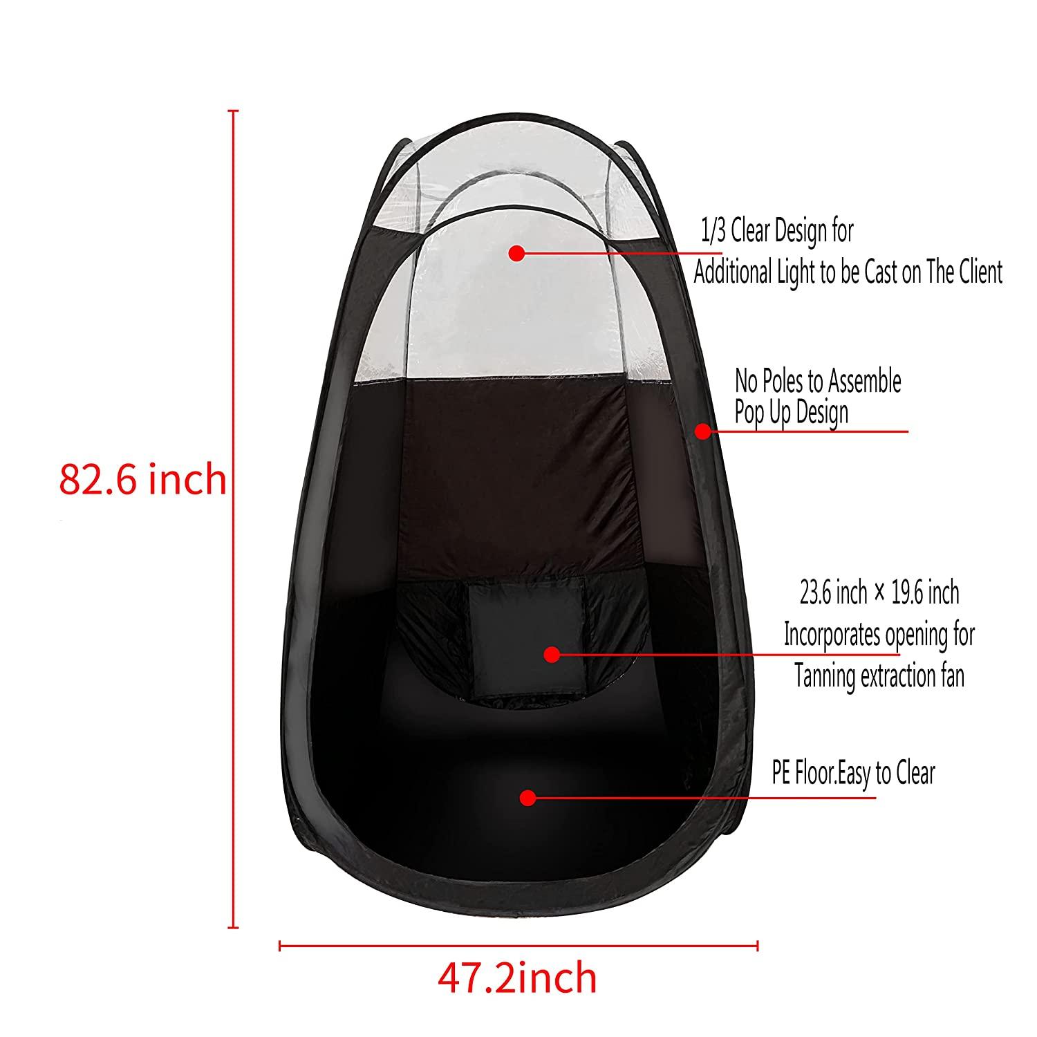 KobbTan Large Deluxe Black Clear Spray Tanning Pop Up Tent with Carry ...