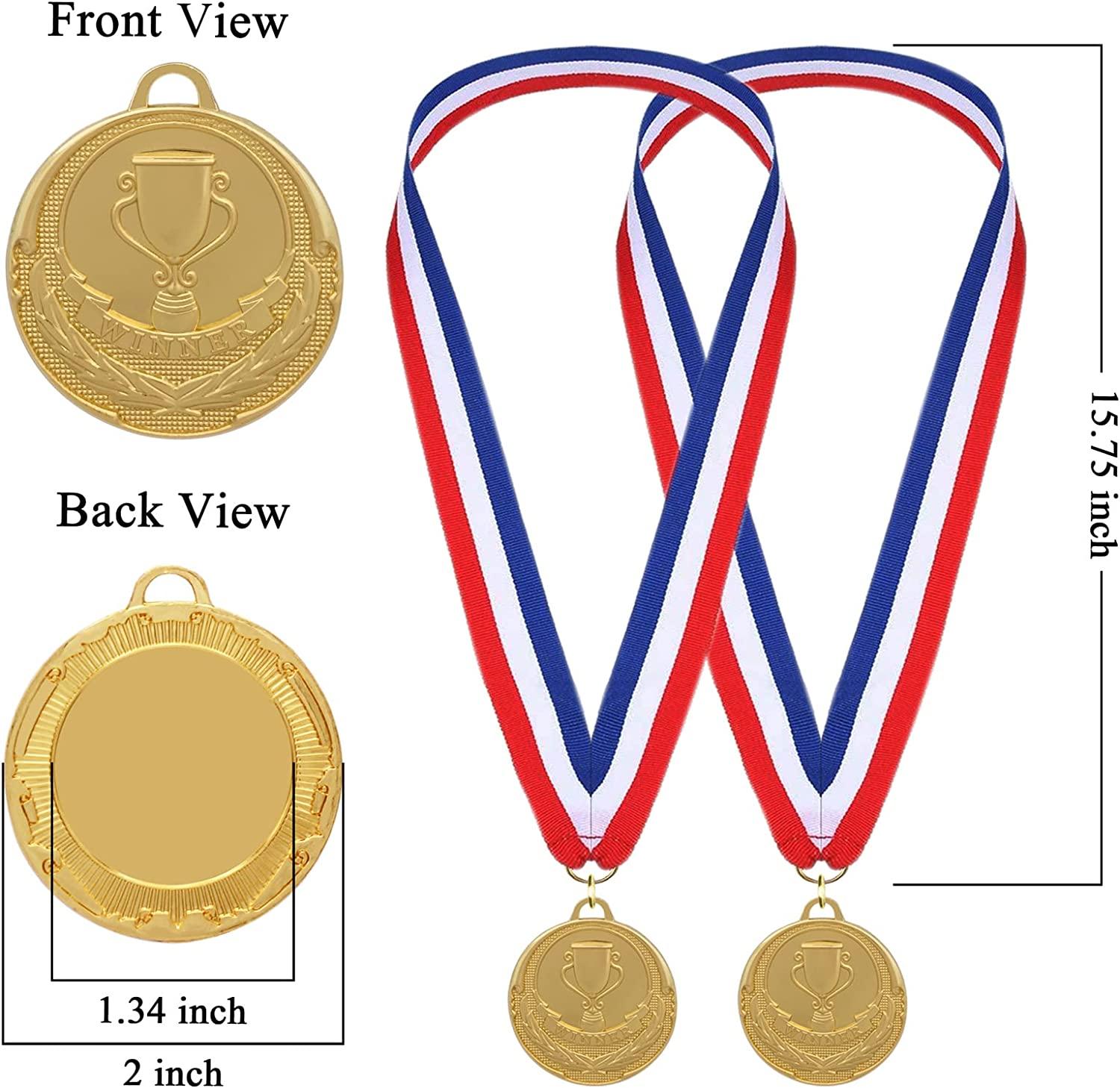 Gold Medals for Awards - Set of 12 Winner Medals with Neck Ribbon for ...