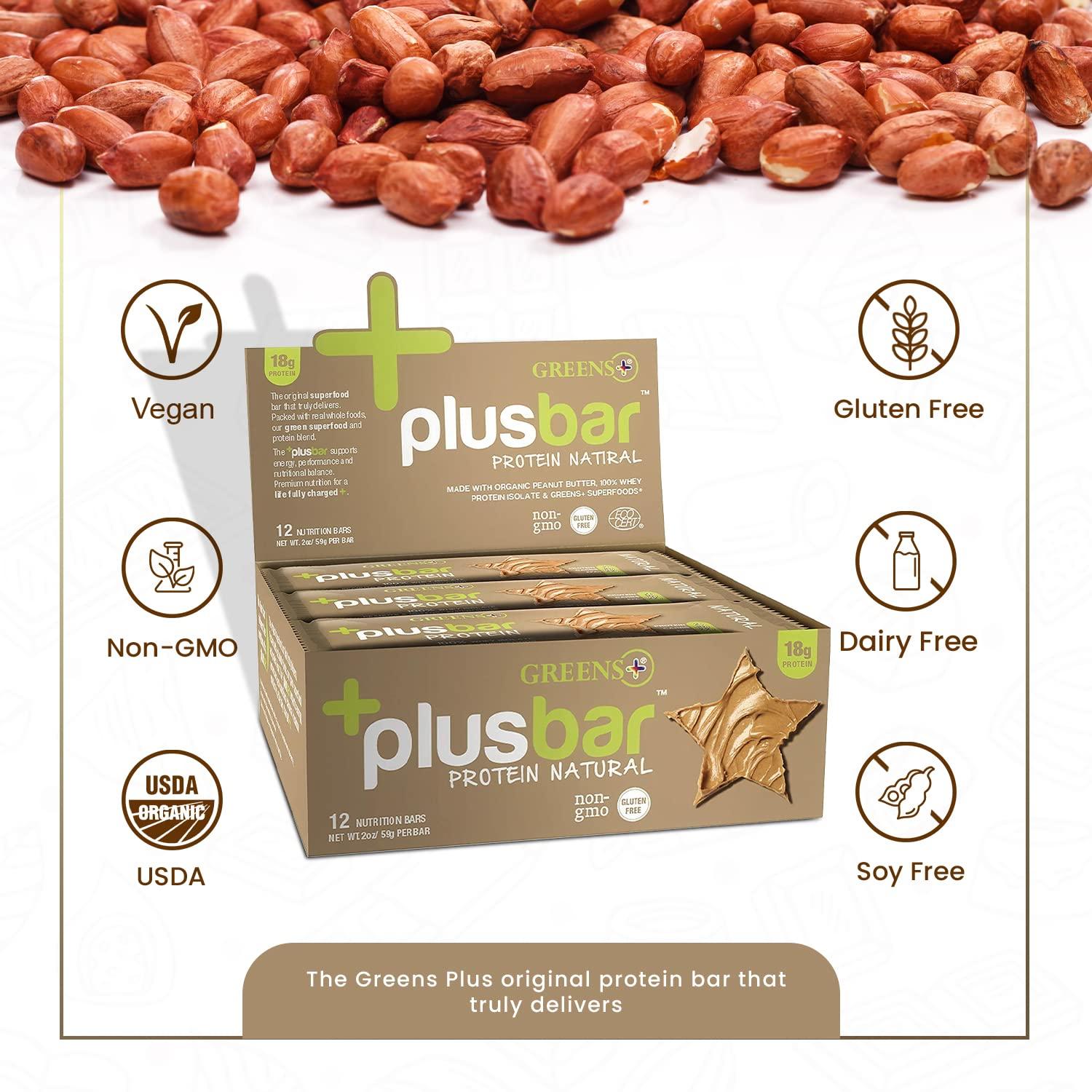 Greens+ Plusbar Protein Natural | Gluten-Free Whey Protein Bar ...