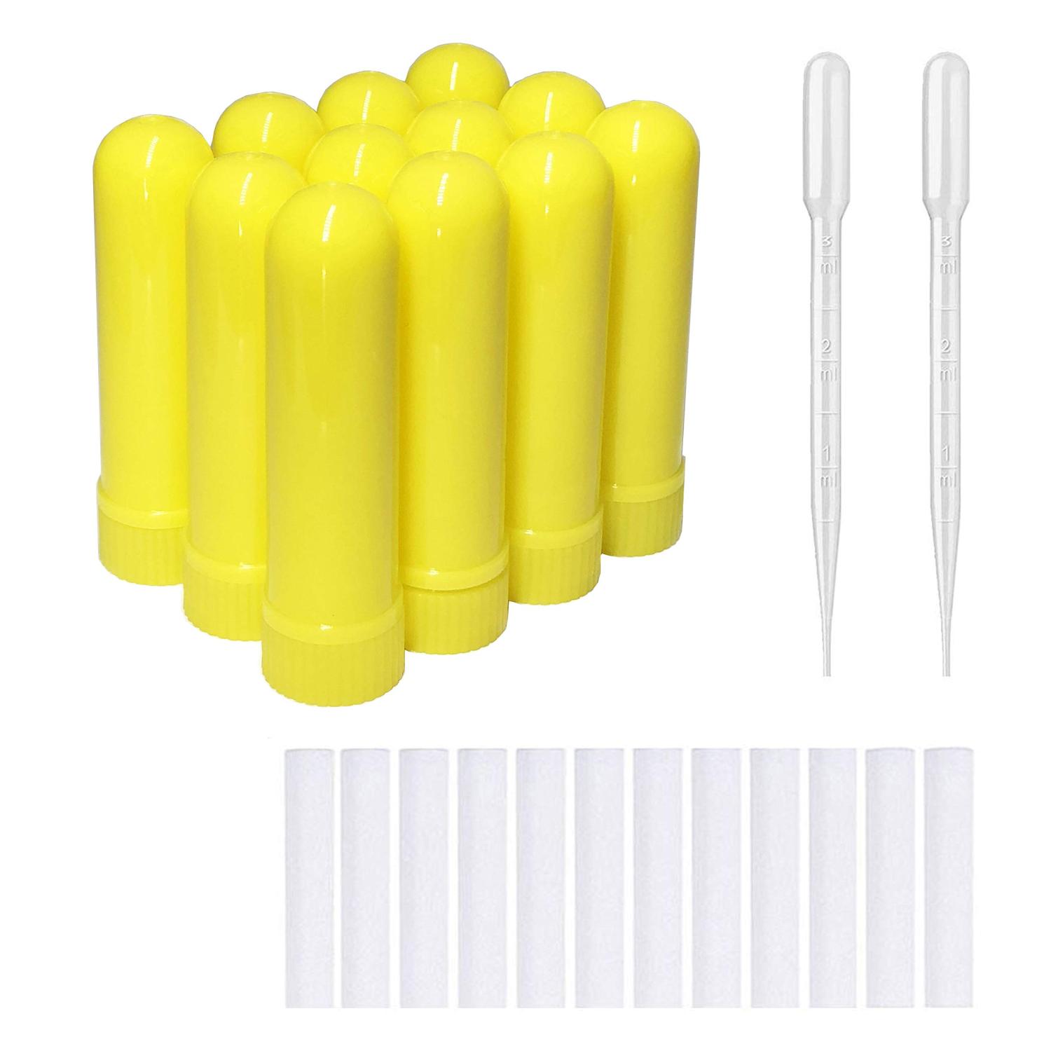 Zison 12 Sets Yellow Essential Oil Inhaler Sticks with Droppers ...