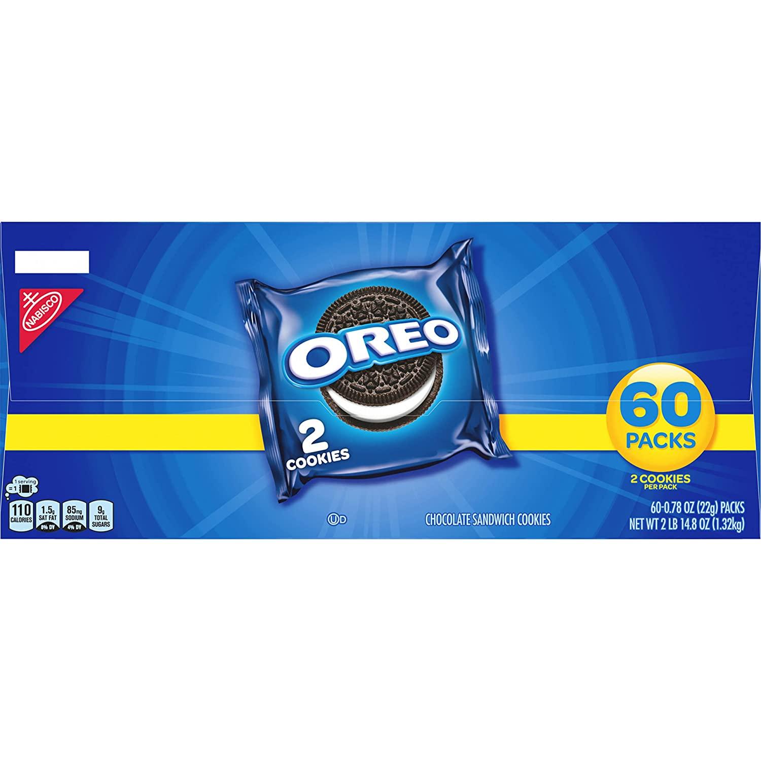 OREO Chocolate Sandwich Cookies - 60 Snack Packs (2 Cookies Per Pack ...