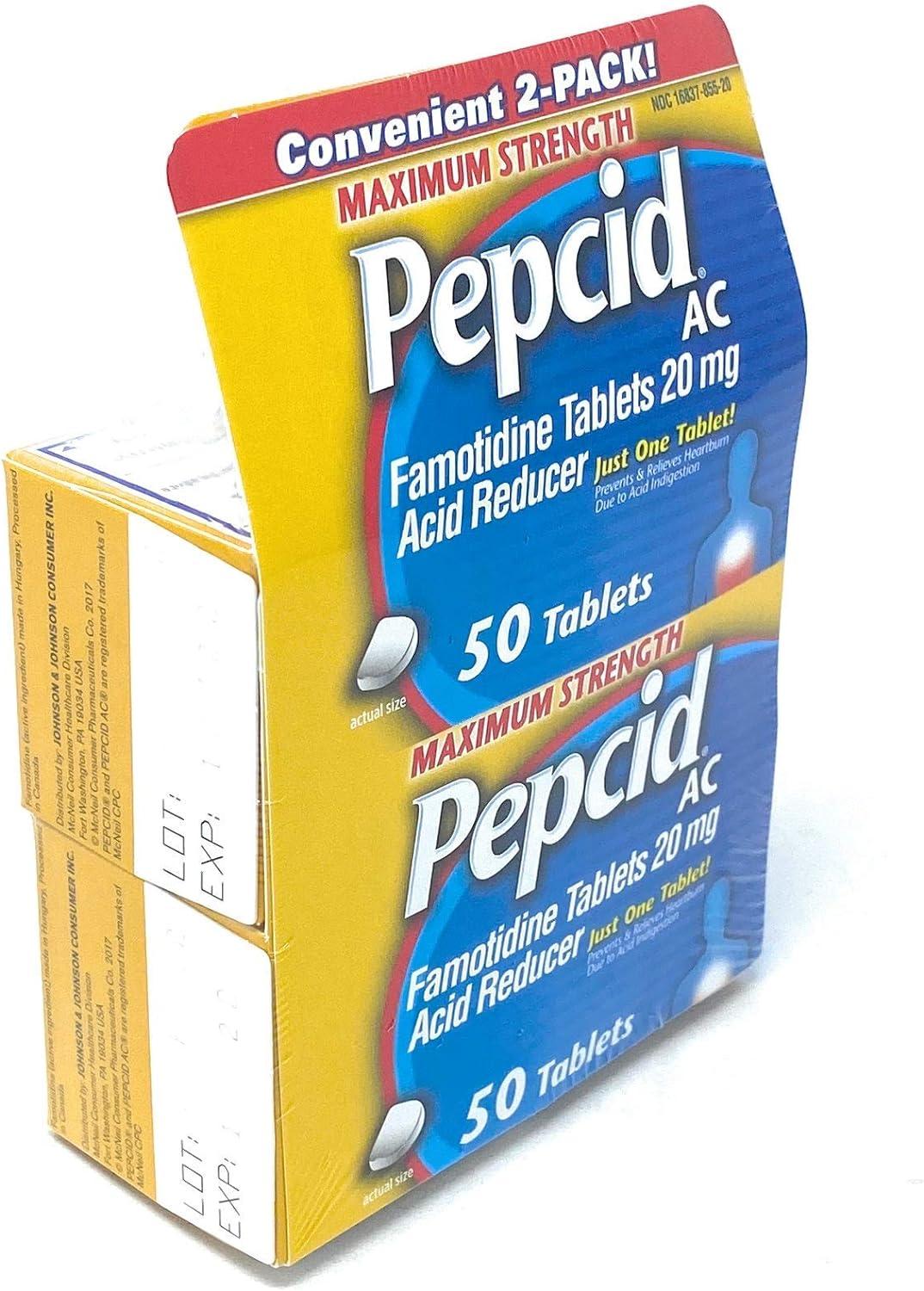 Pepcid AC Maximum Strength Acid Reducer Tablets 100 Count - Pack of 2 ...