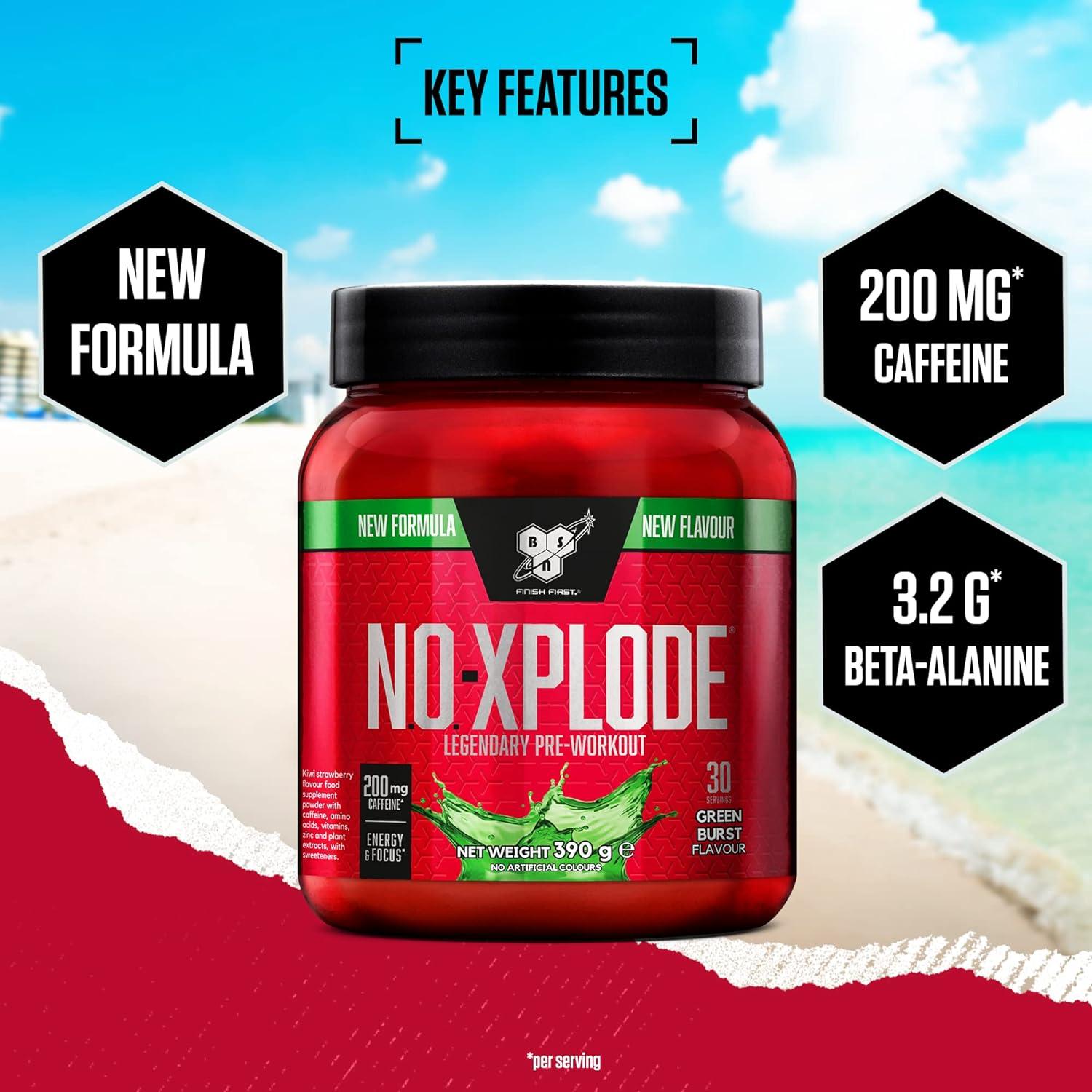 BSN N.O.-Xplode Pre Workout Powder - Green Burst Flavour | Energy ...