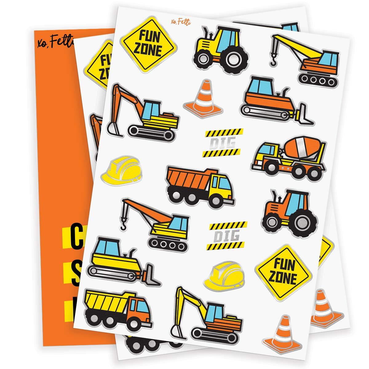 XO Fetti Construction Party Supplies Temporary Tattoos - 38 Glitter ...