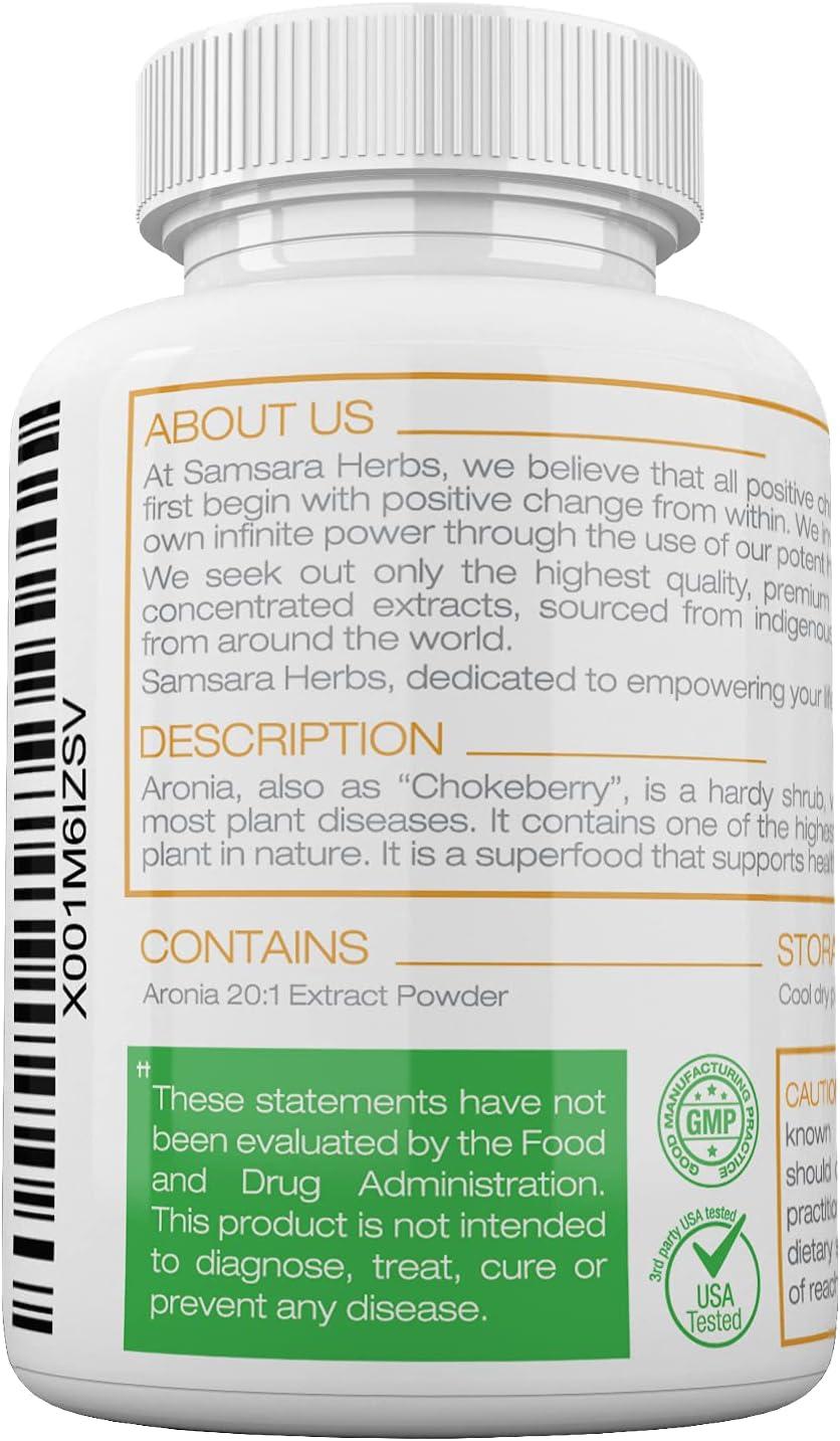 Samsara Herbs Aronia Berry Extract Capsules - Antioxidant Supplement ...
